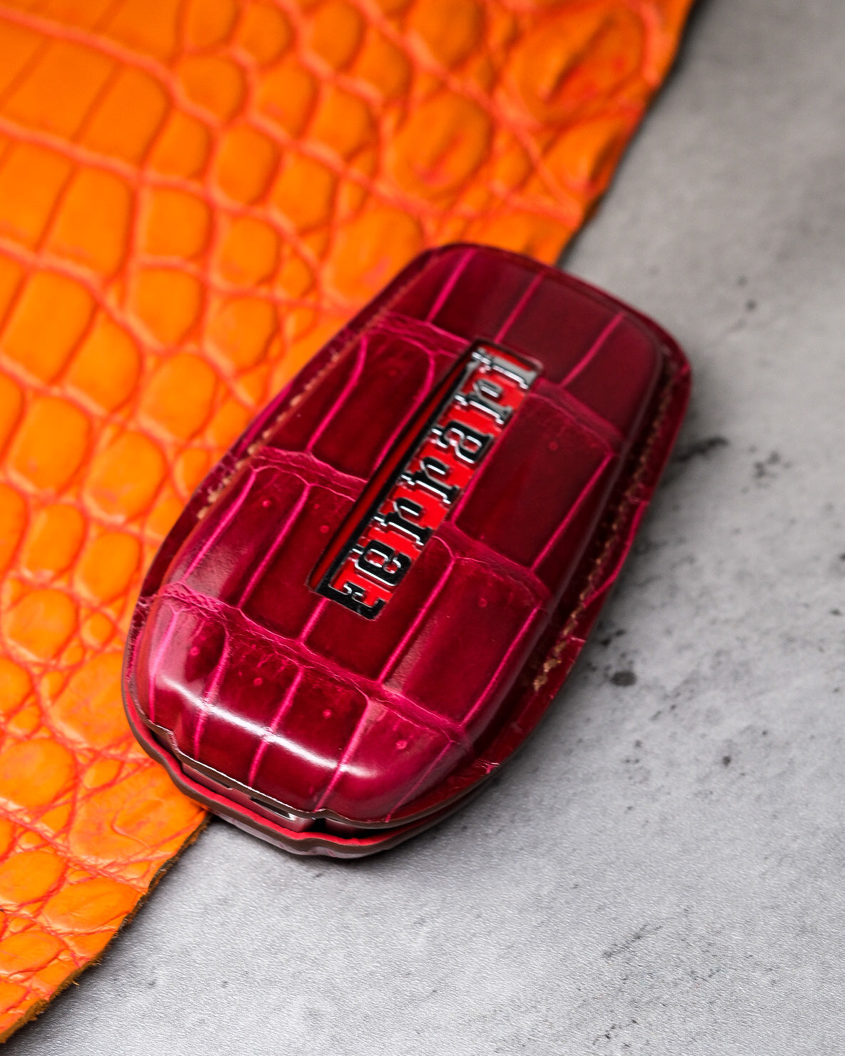 Bespoke Key Fob Cover in Blood Red Crocodile – Solitaire Official