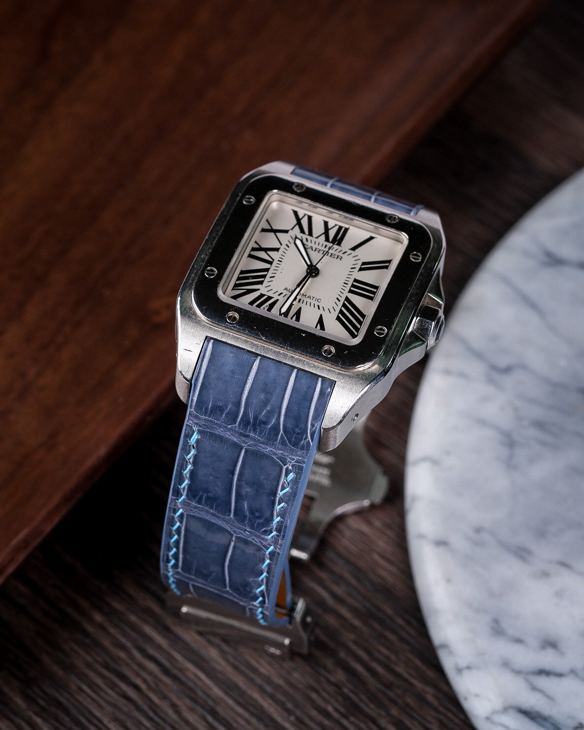 Bespoke Watch Strap in Icy Blue Alligator – Solitaire Official