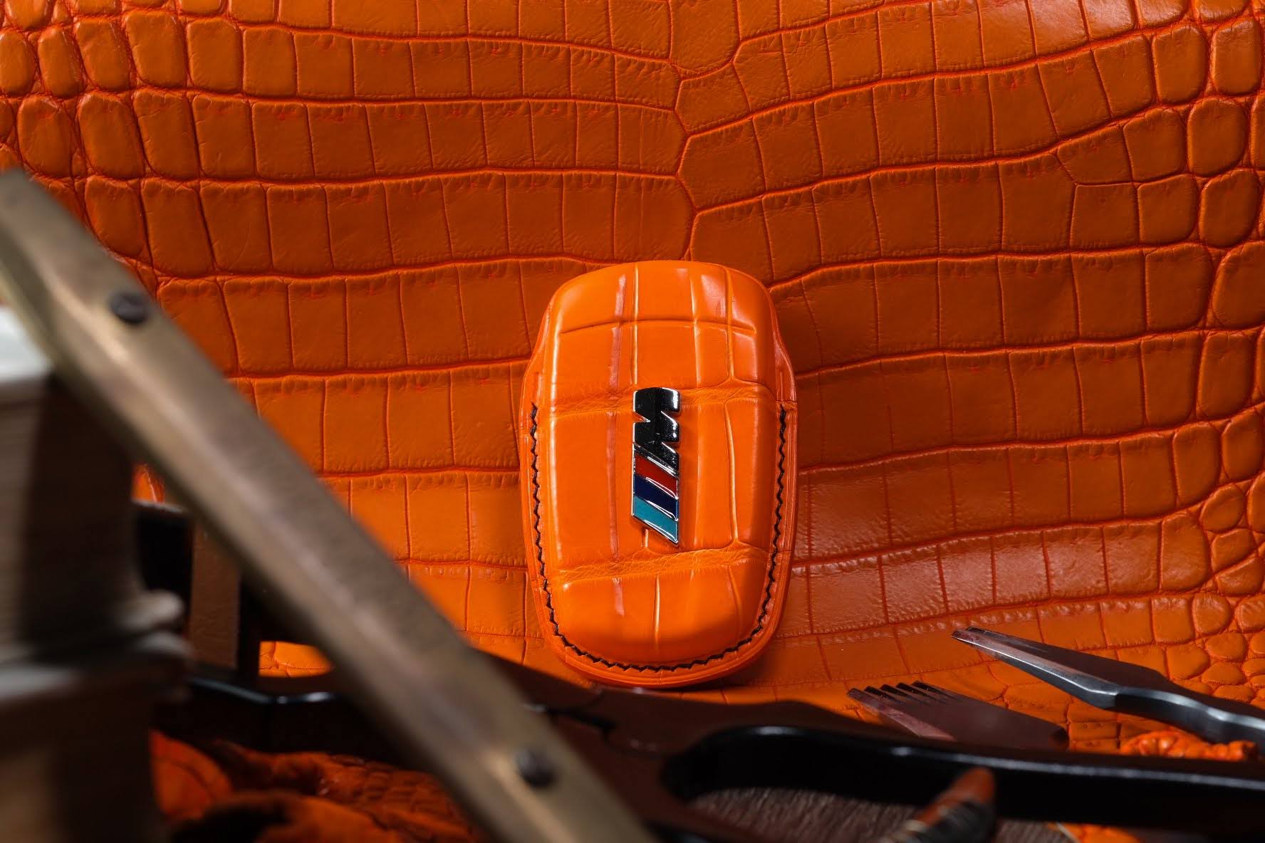 Bespoke Key Fob Cover in Orange Crocodile – Solitaire Official