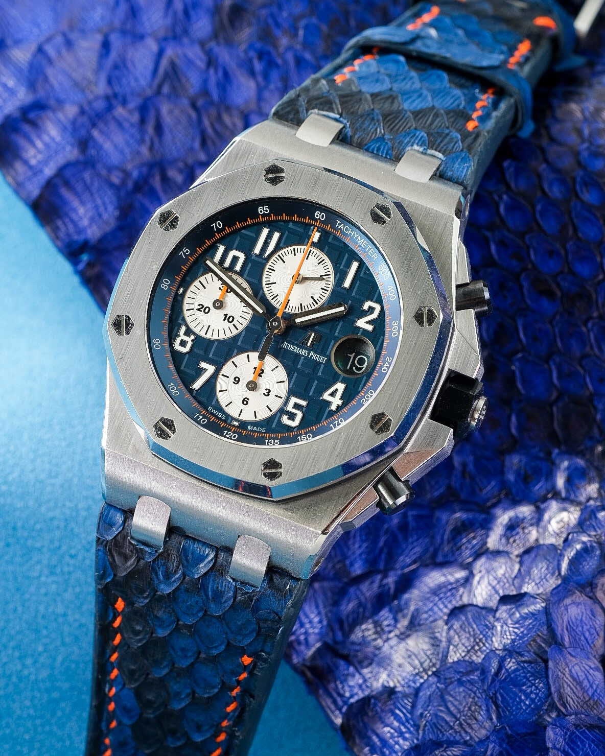 Bespoke Watch Strap in Blue Python – Solitaire Official