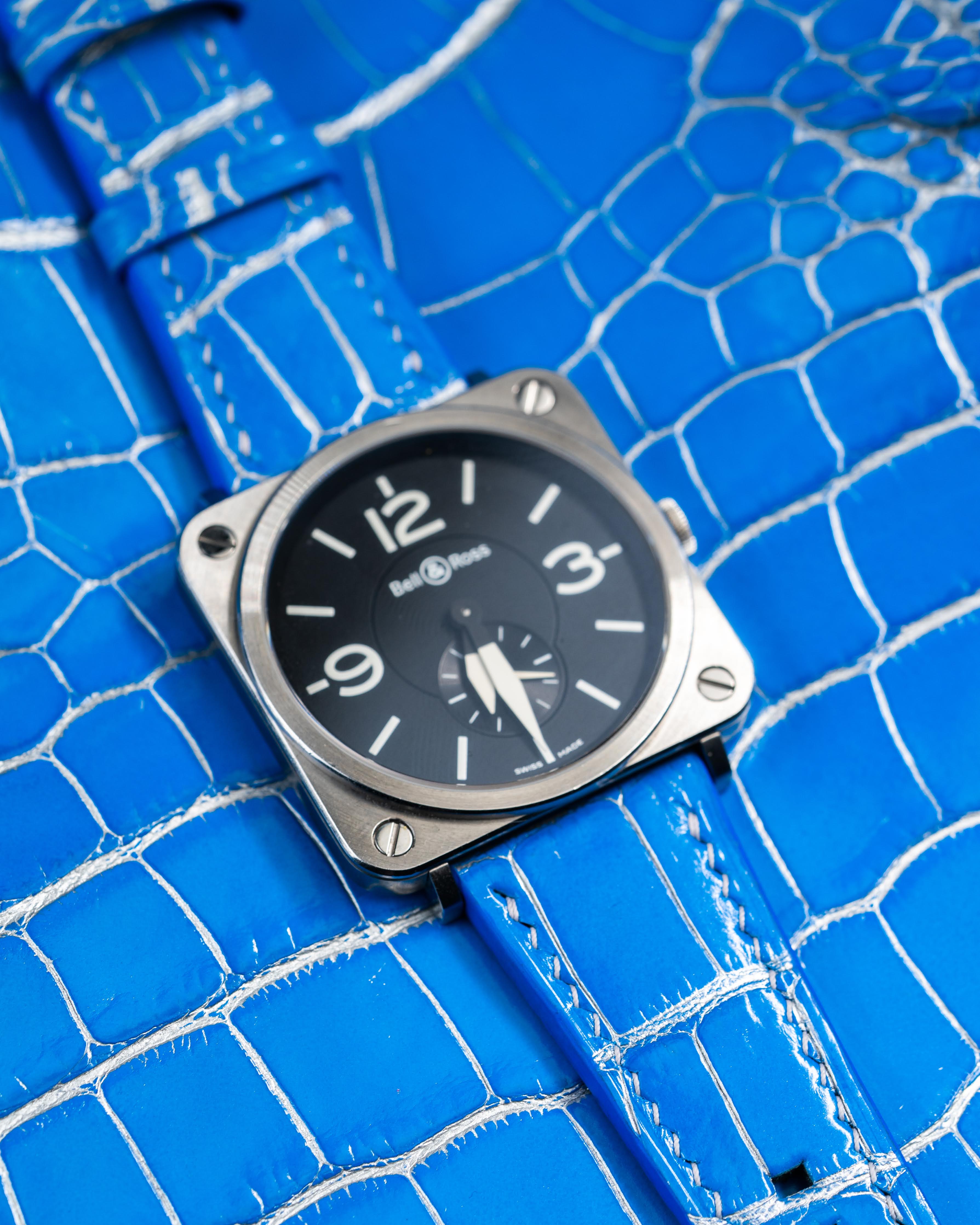 Bespoke Watch Strap in 2 Tone Blue Silver Alligator – Solitaire Official