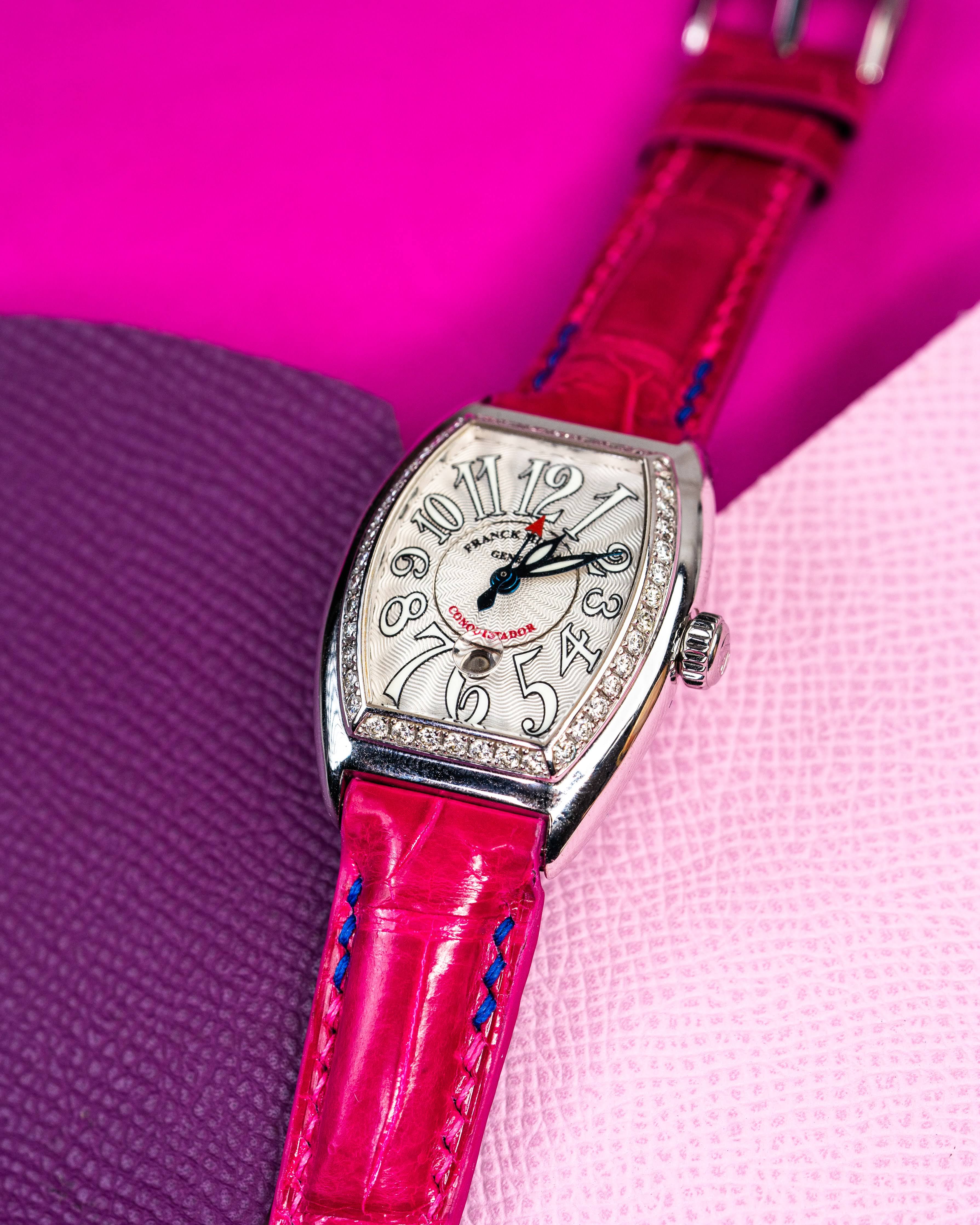 Bespoke Watch Strap in Fuchsia Pink Crocodile – Solitaire Official
