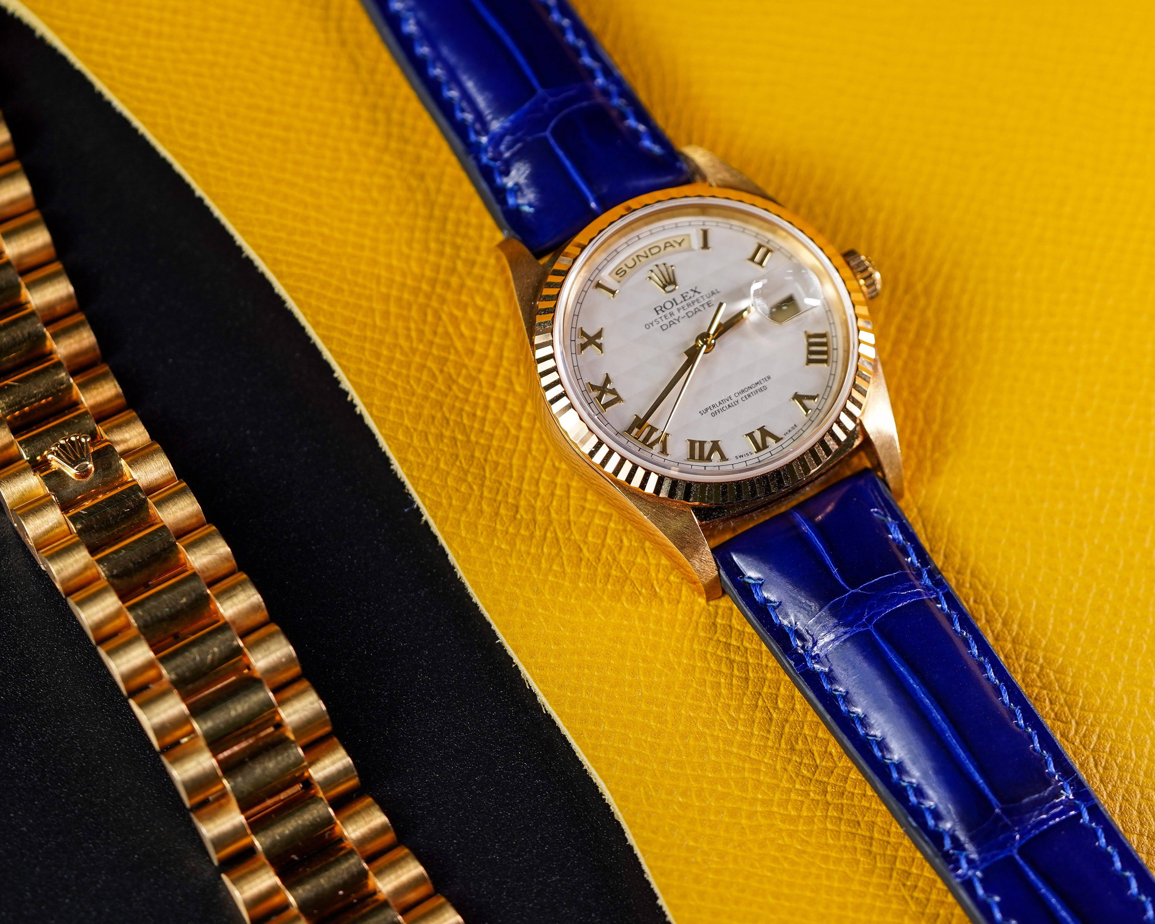 Bespoke Watch Strap in Electric Blue Crocodile – Solitaire Official