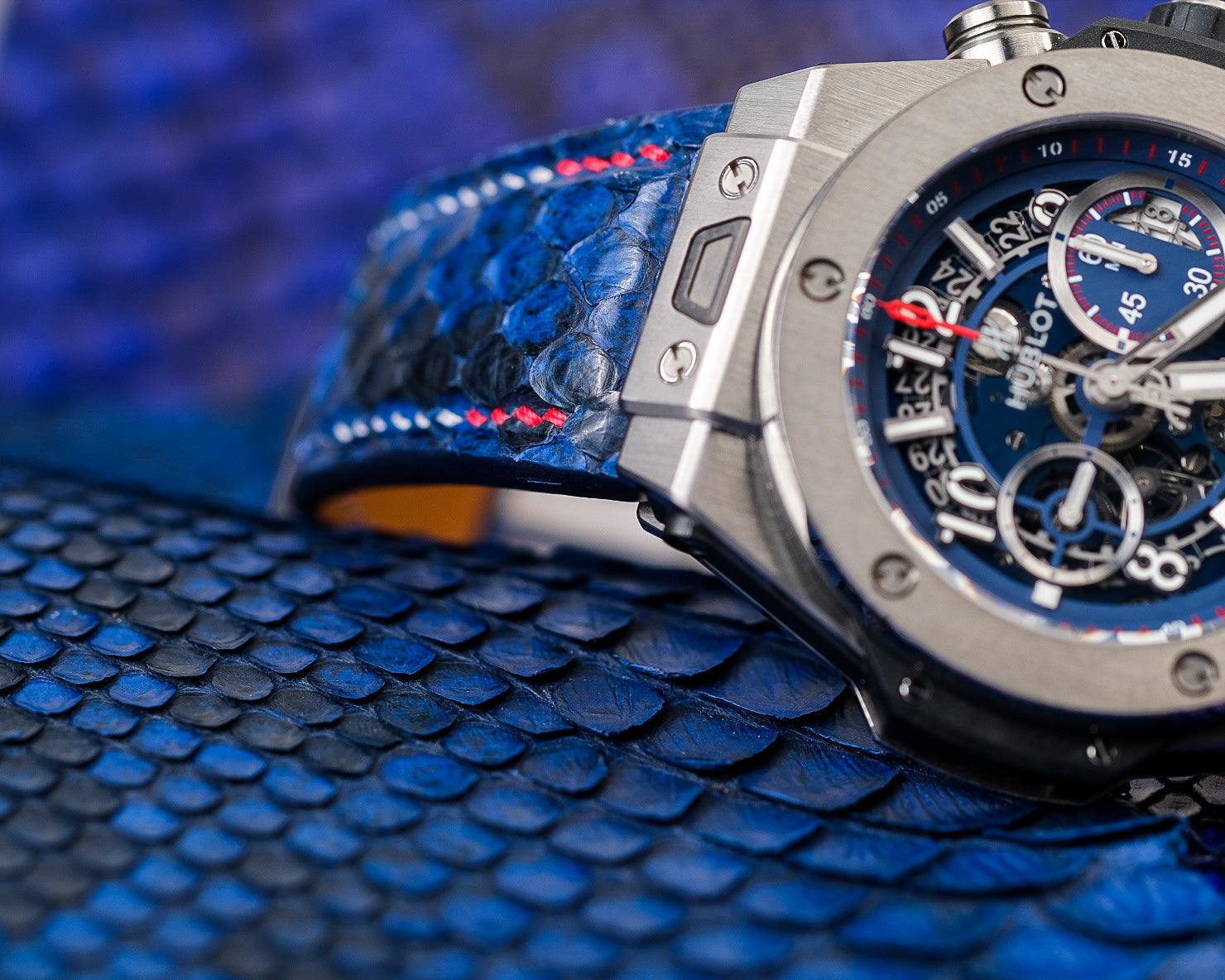 Bespoke Watch Strap in Electric Blue Python – Solitaire Official