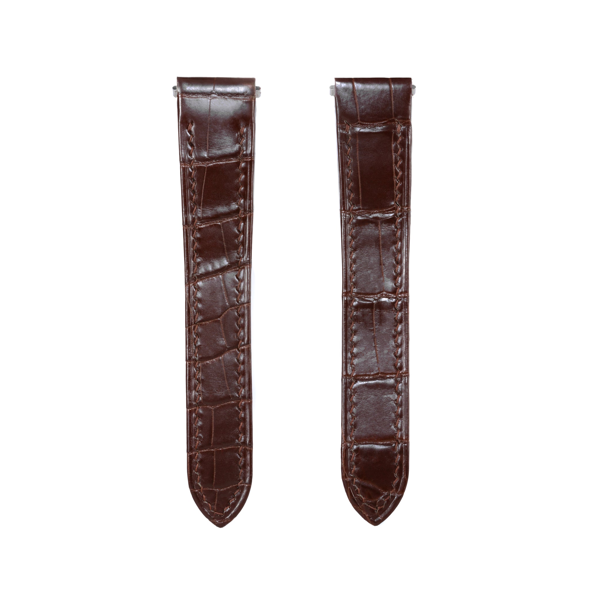 Chocolate Brown Crocodile Santos De Cartier Straps Solitaire Official