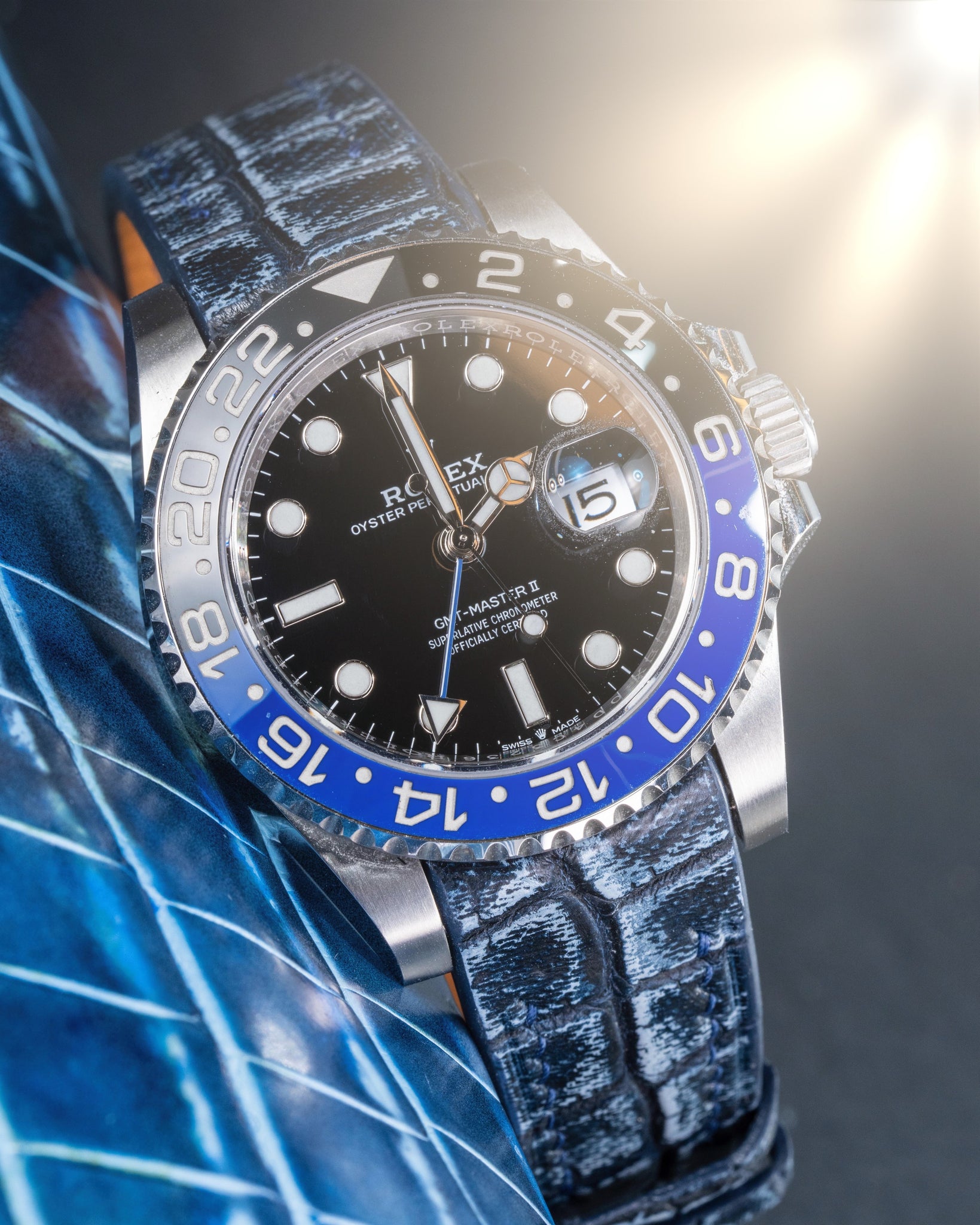 Bespoke Watch Strap in Denim Crocodile – Solitaire Official
