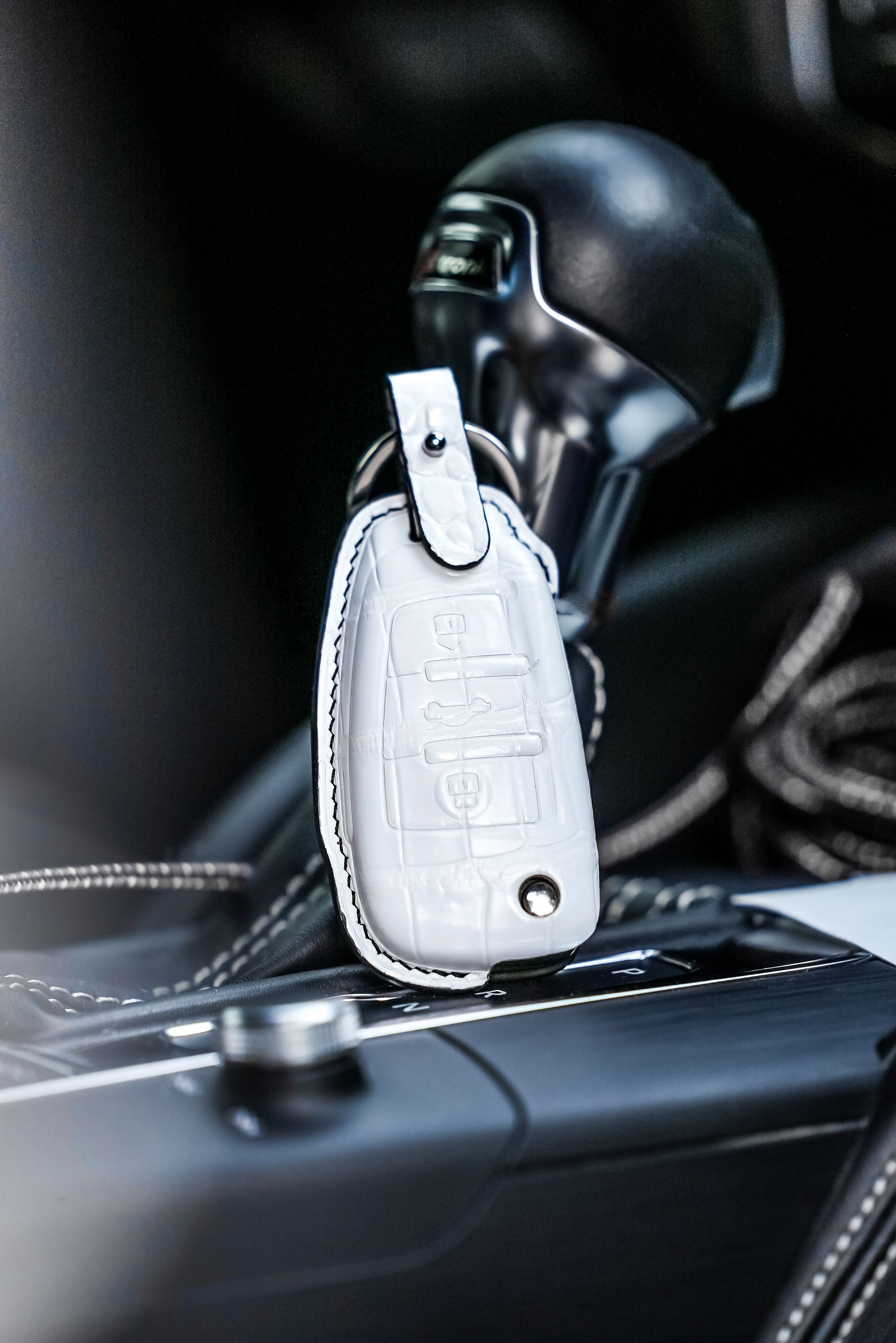 Bespoke Key Fob Cover in White Crocodile – Solitaire Official