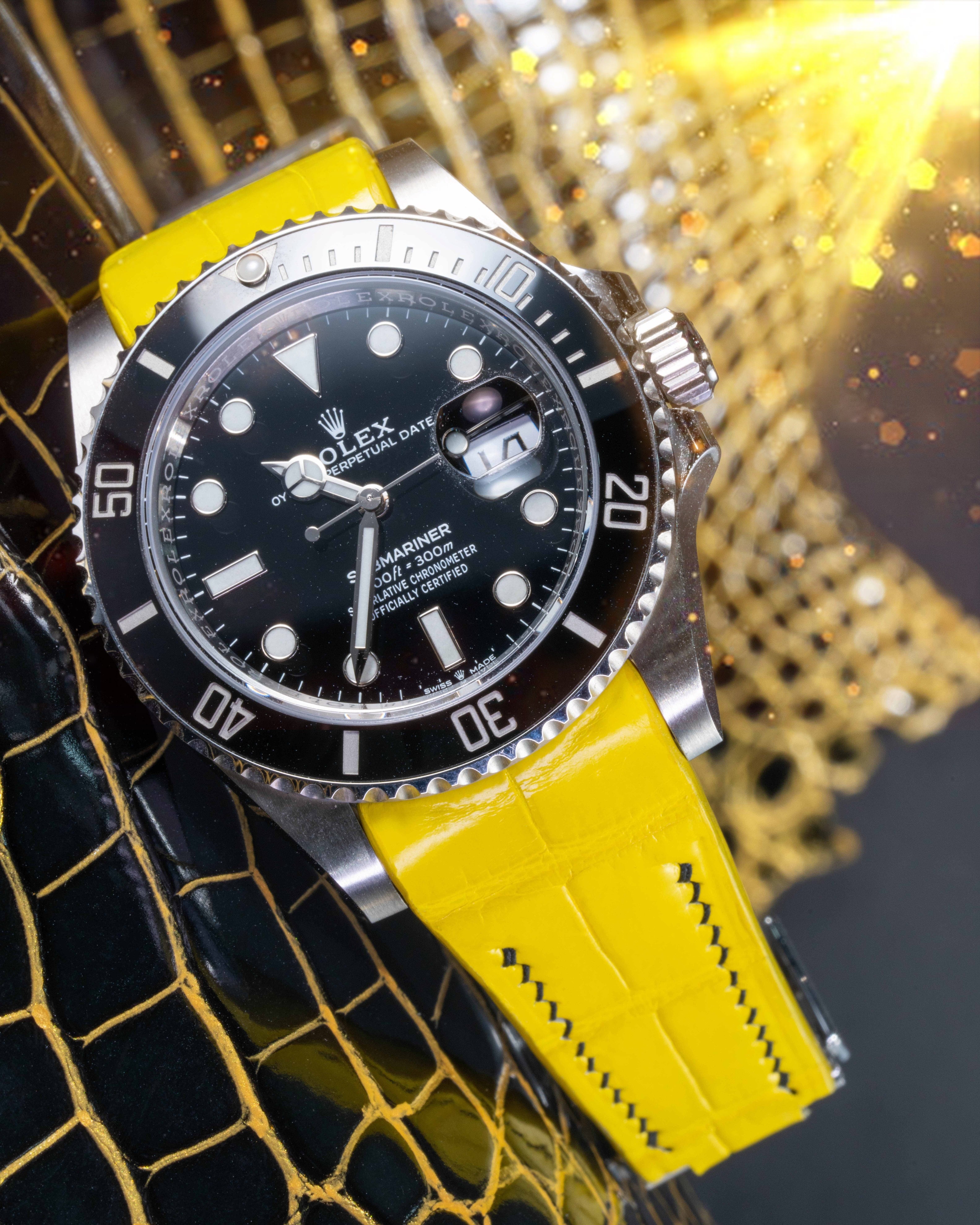 Bespoke Watch Strap in Yolk Yellow Crocodile – Solitaire Official