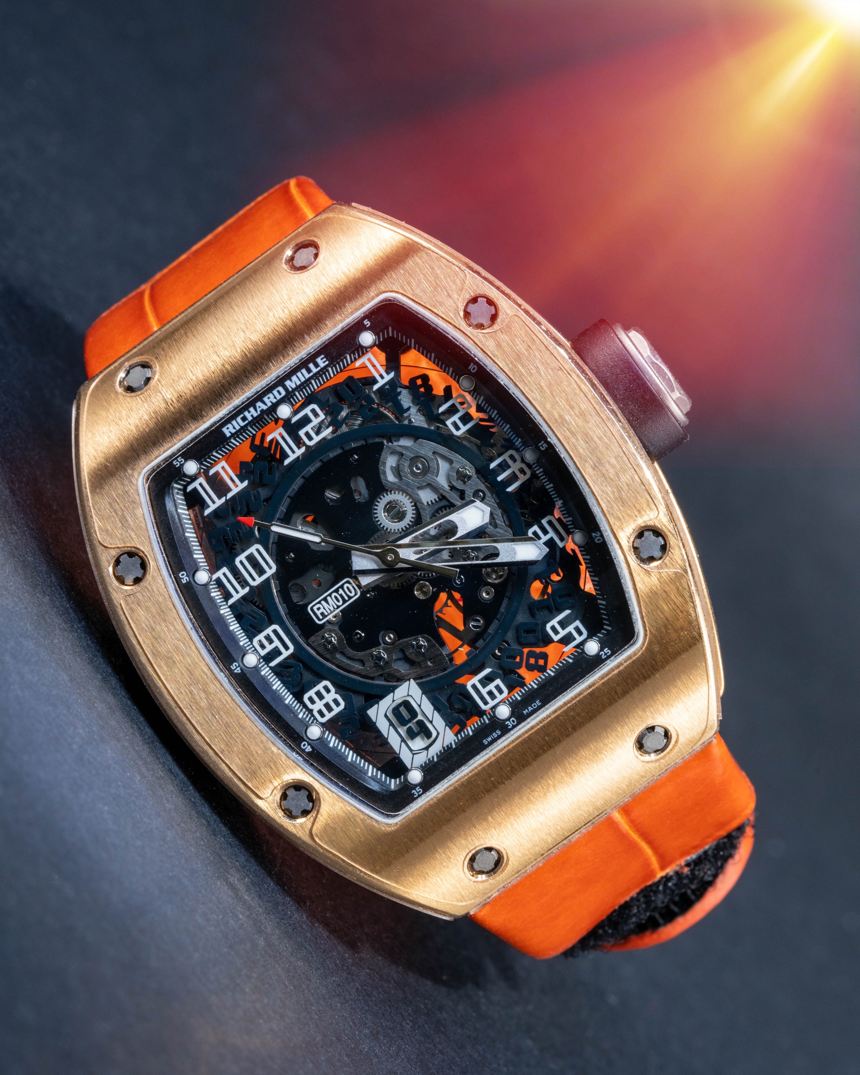 Bespoke Watch Strap In Volcano Orange Alligator – Solitaire Official