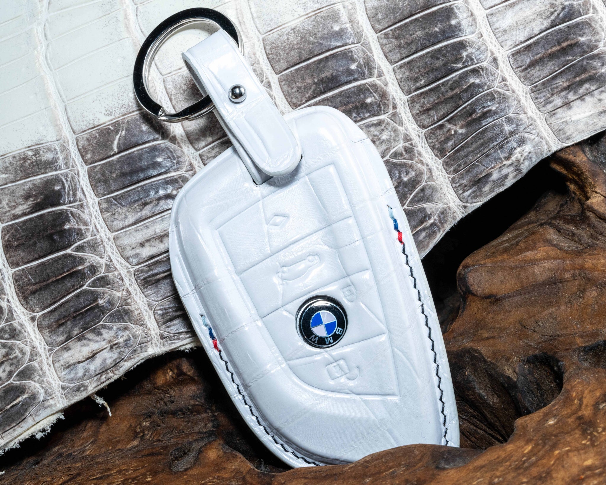 Bespoke Key Fob Cover in White Crocodile – Solitaire Official