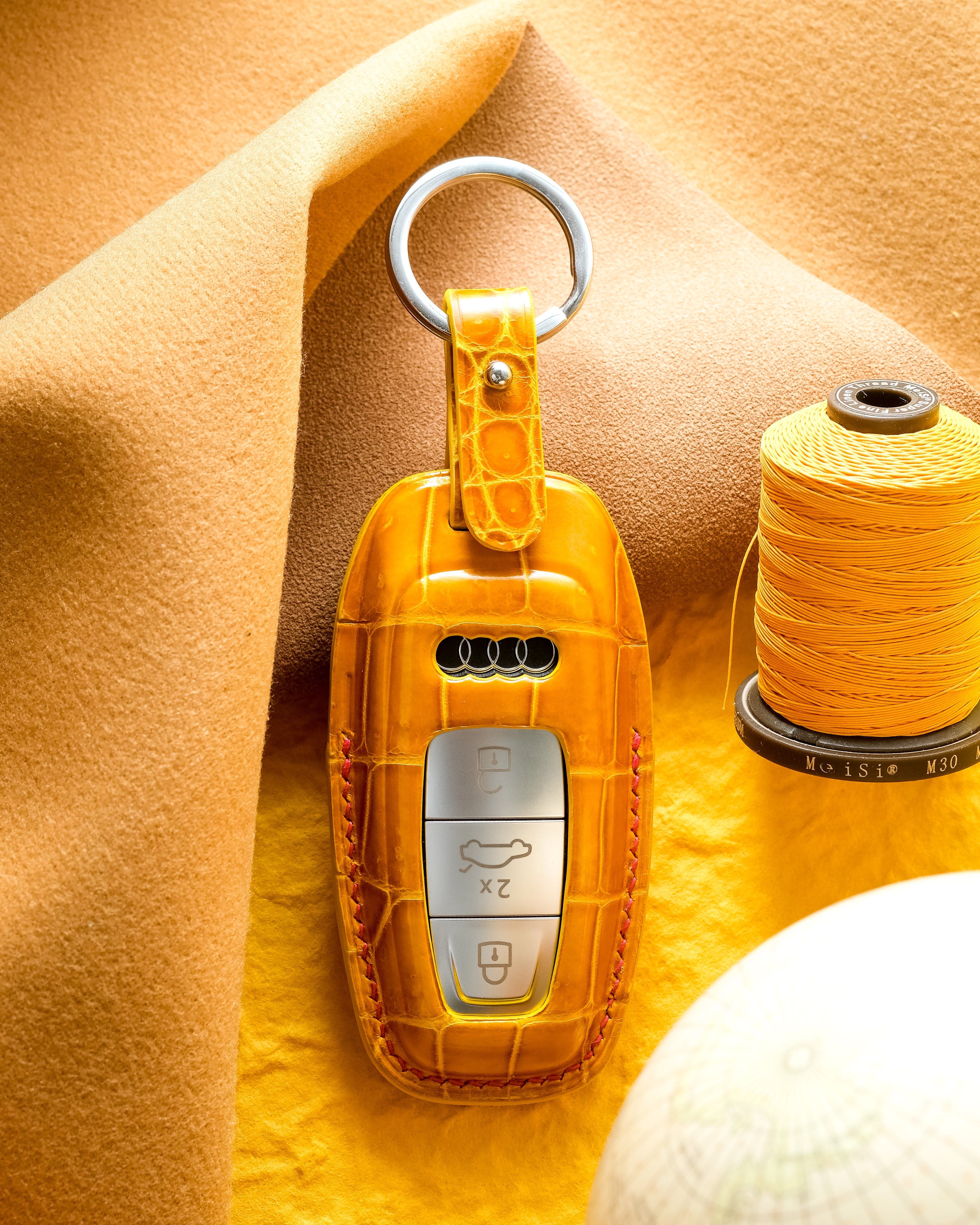 Bespoke Key Fob Cover in Yellow Crocodile – Solitaire Official