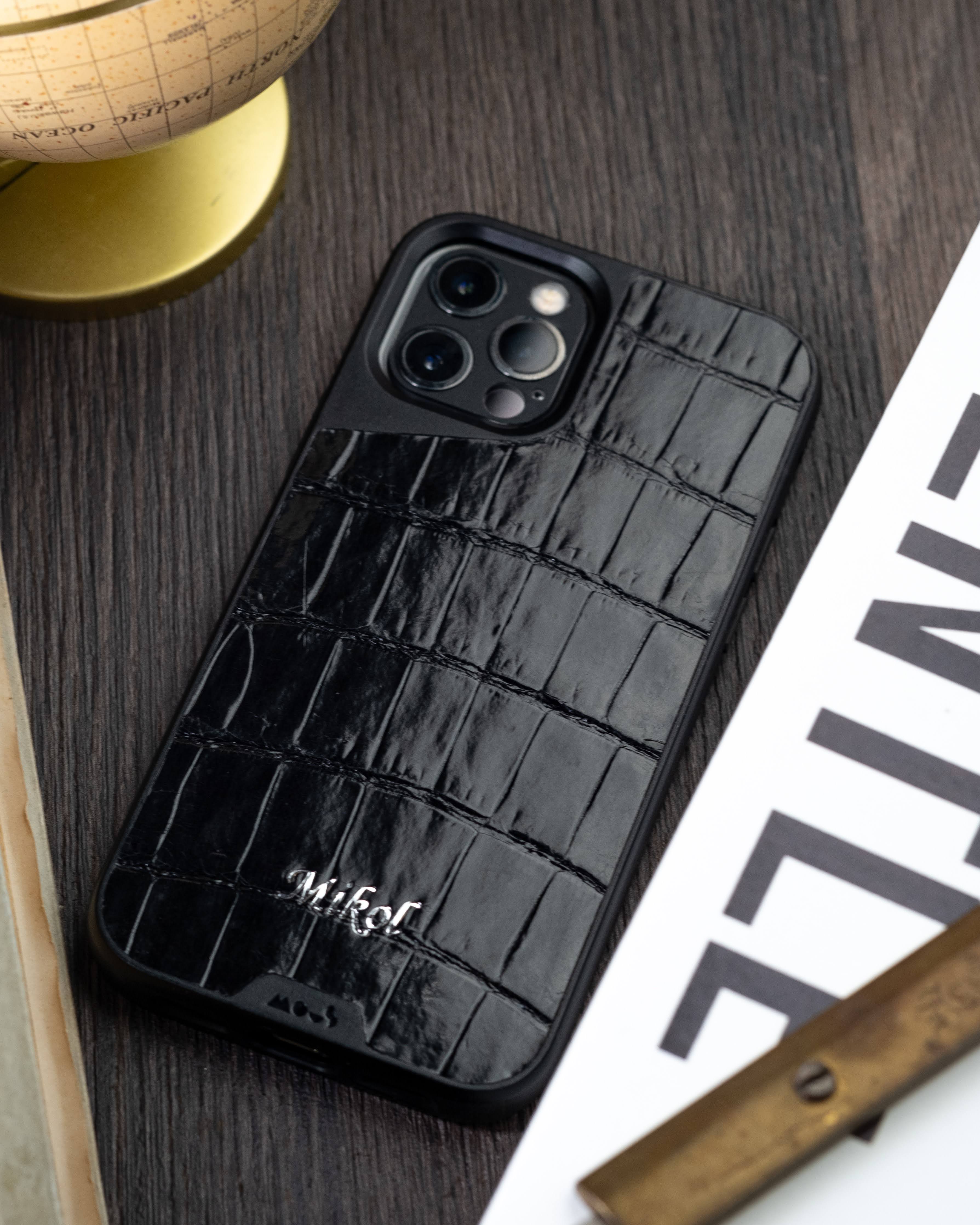Bespoke IPhone Cover in Black Crocodile – Solitaire Official