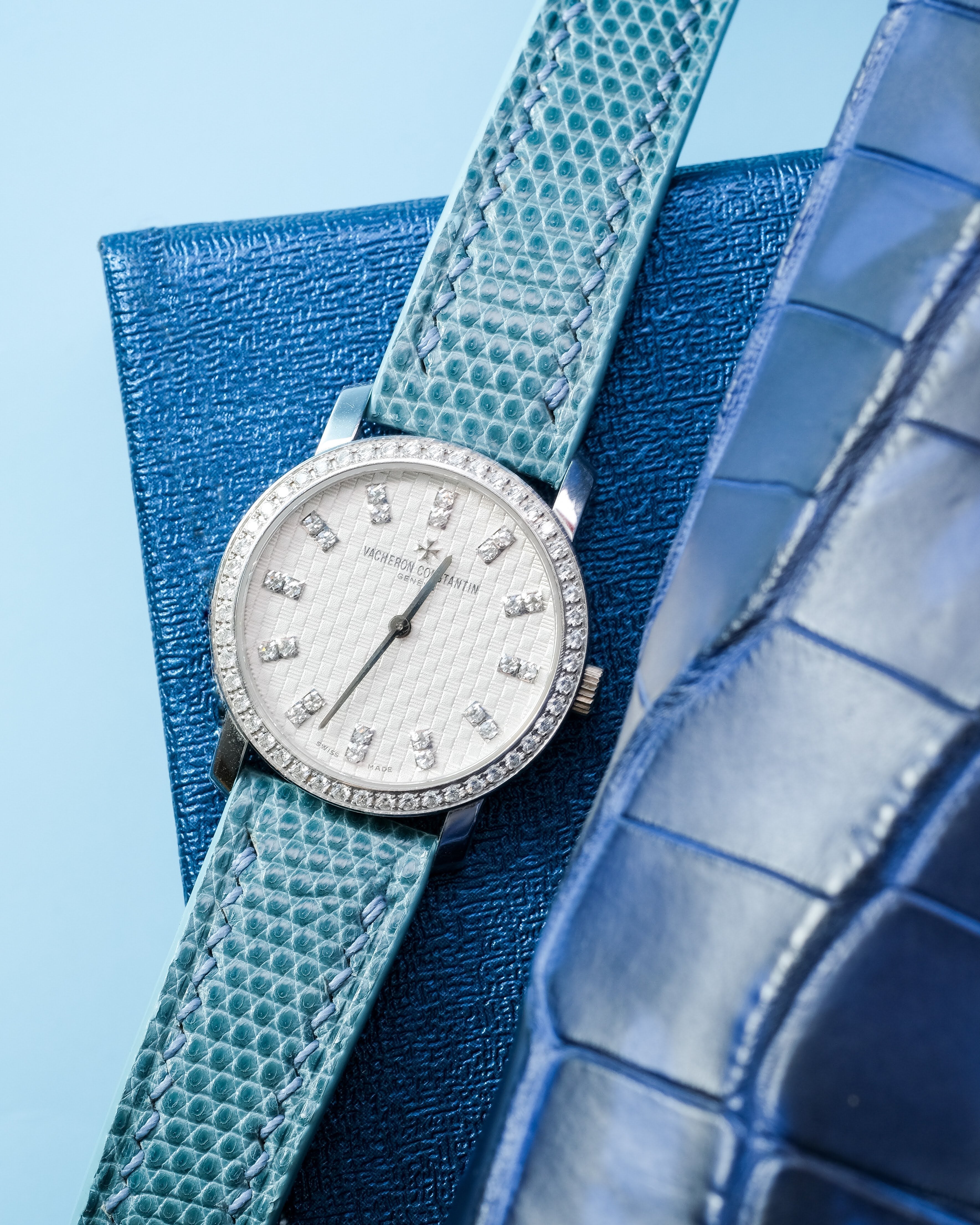 Bespoke Watch Strap In Miami Blue Lizard – Solitaire Official