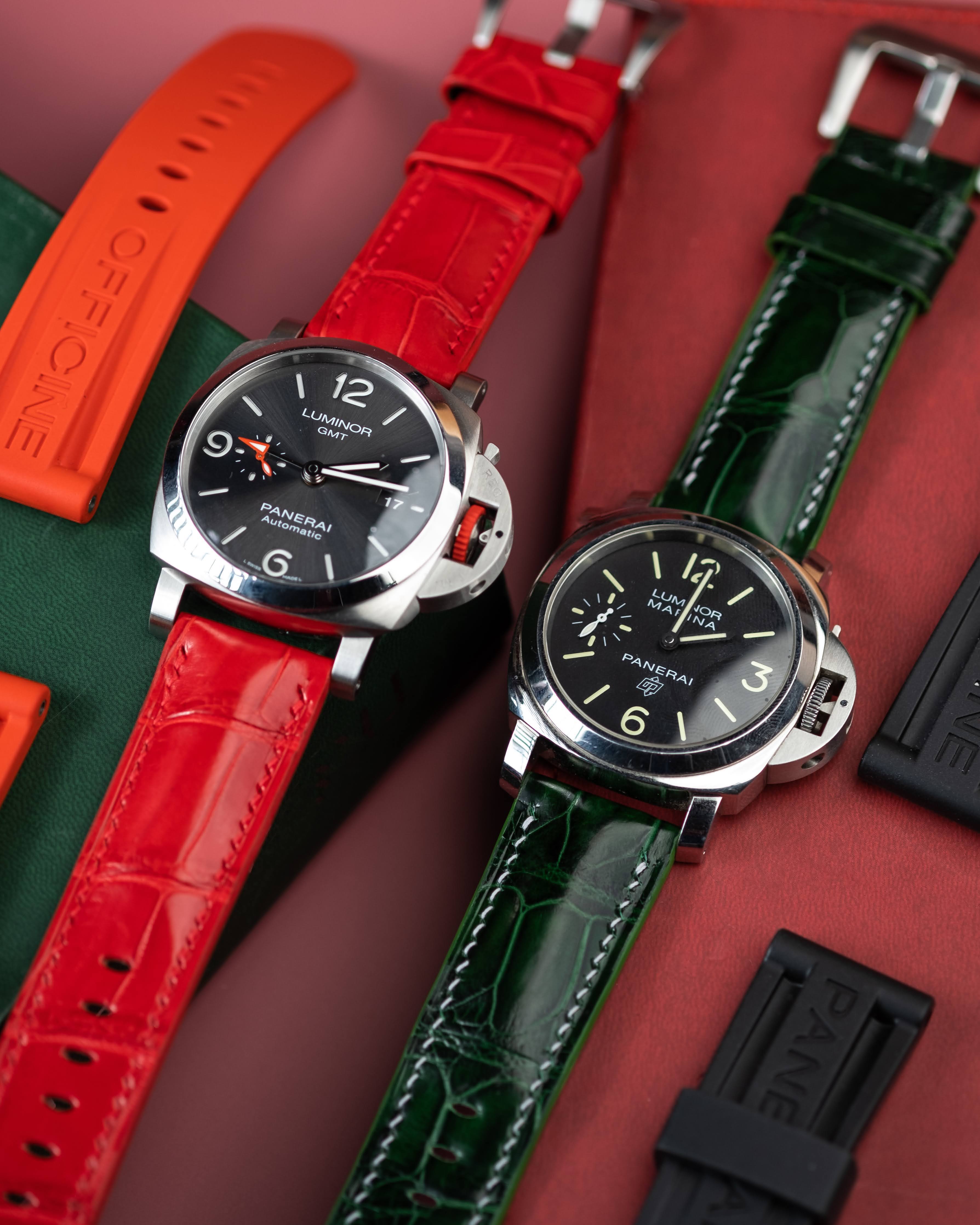 Bespoke Watch Straps in Ferrari Red & Hunter Green Crocodile ...