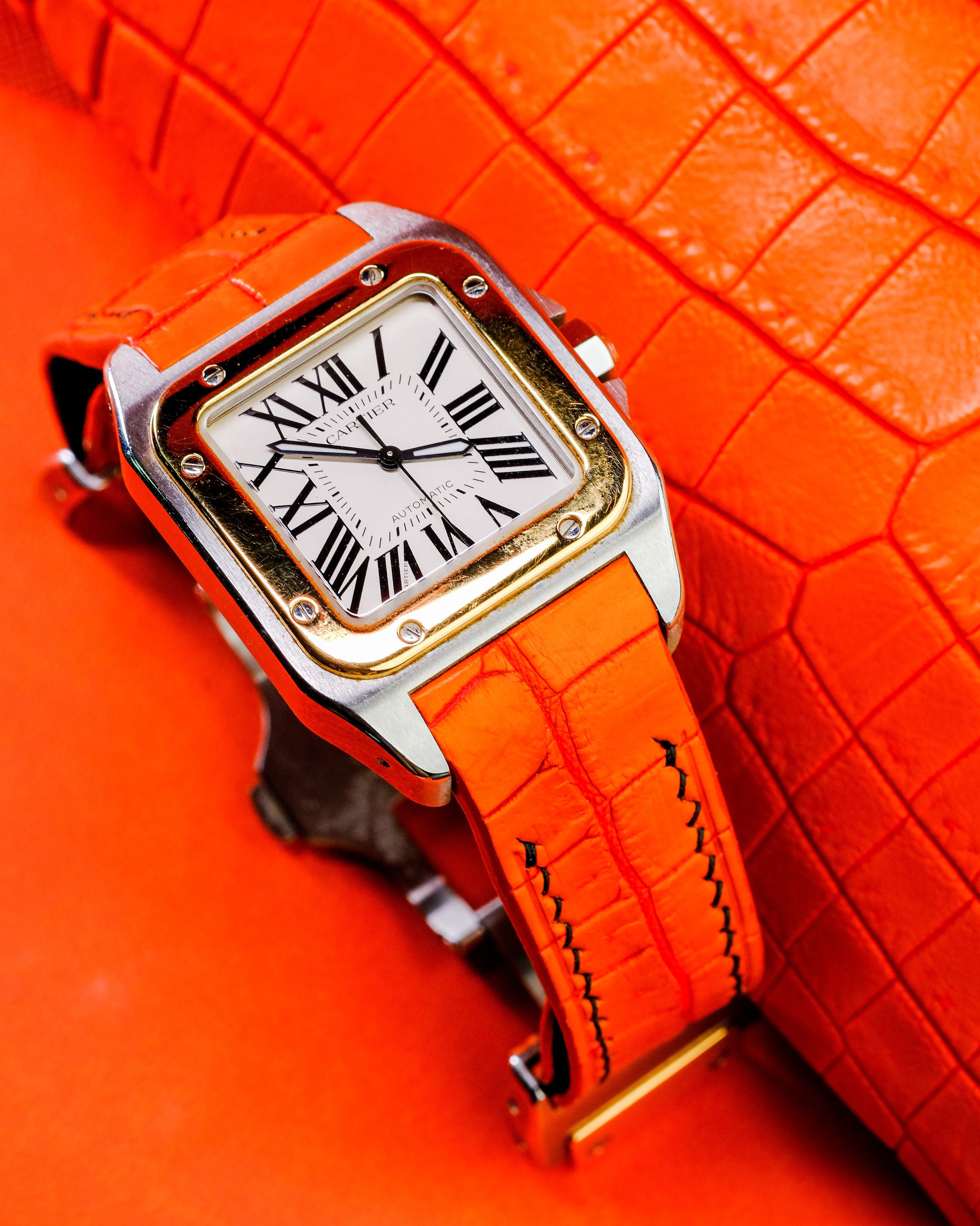 Bespoke Watch Strap in Volcanic Orange Alligator – Solitaire Official