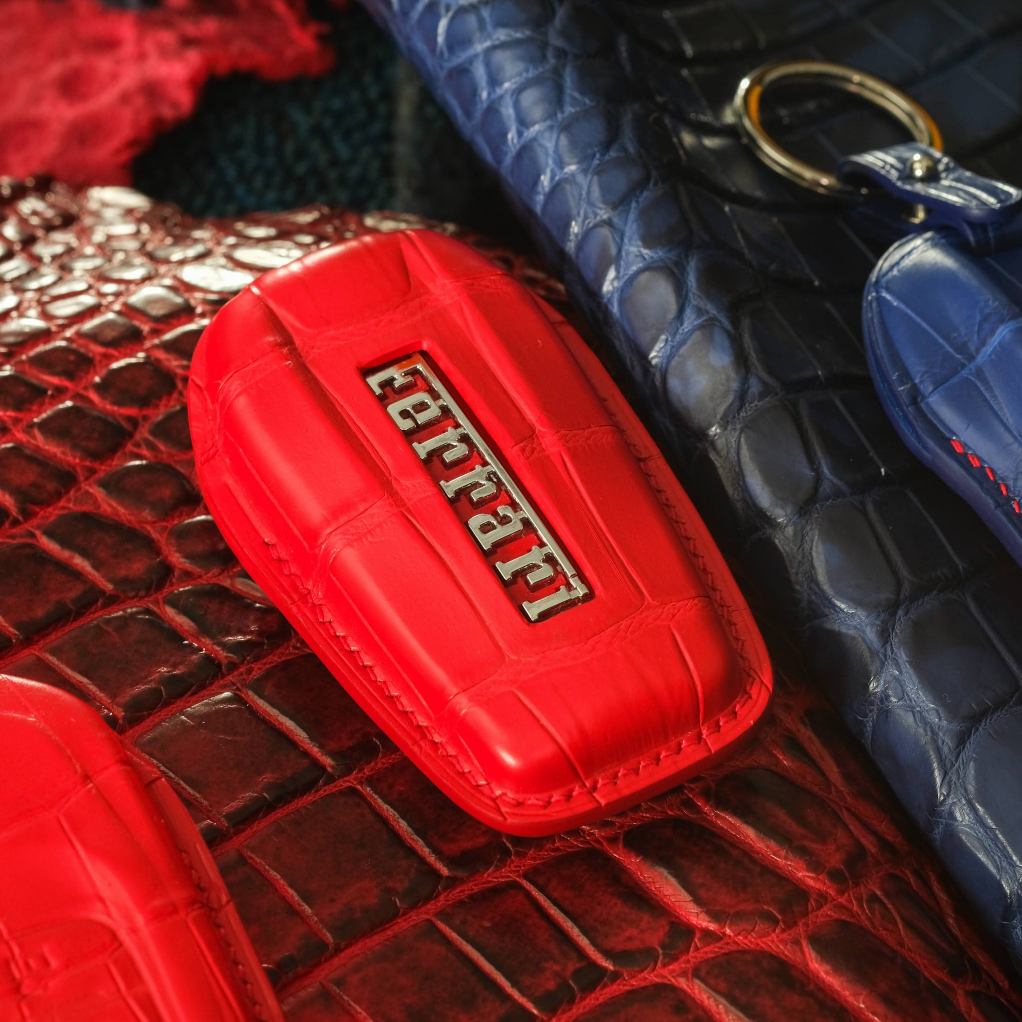 Bespoke Key Fob Cover in Ferrari Red Crocodile – Solitaire Official