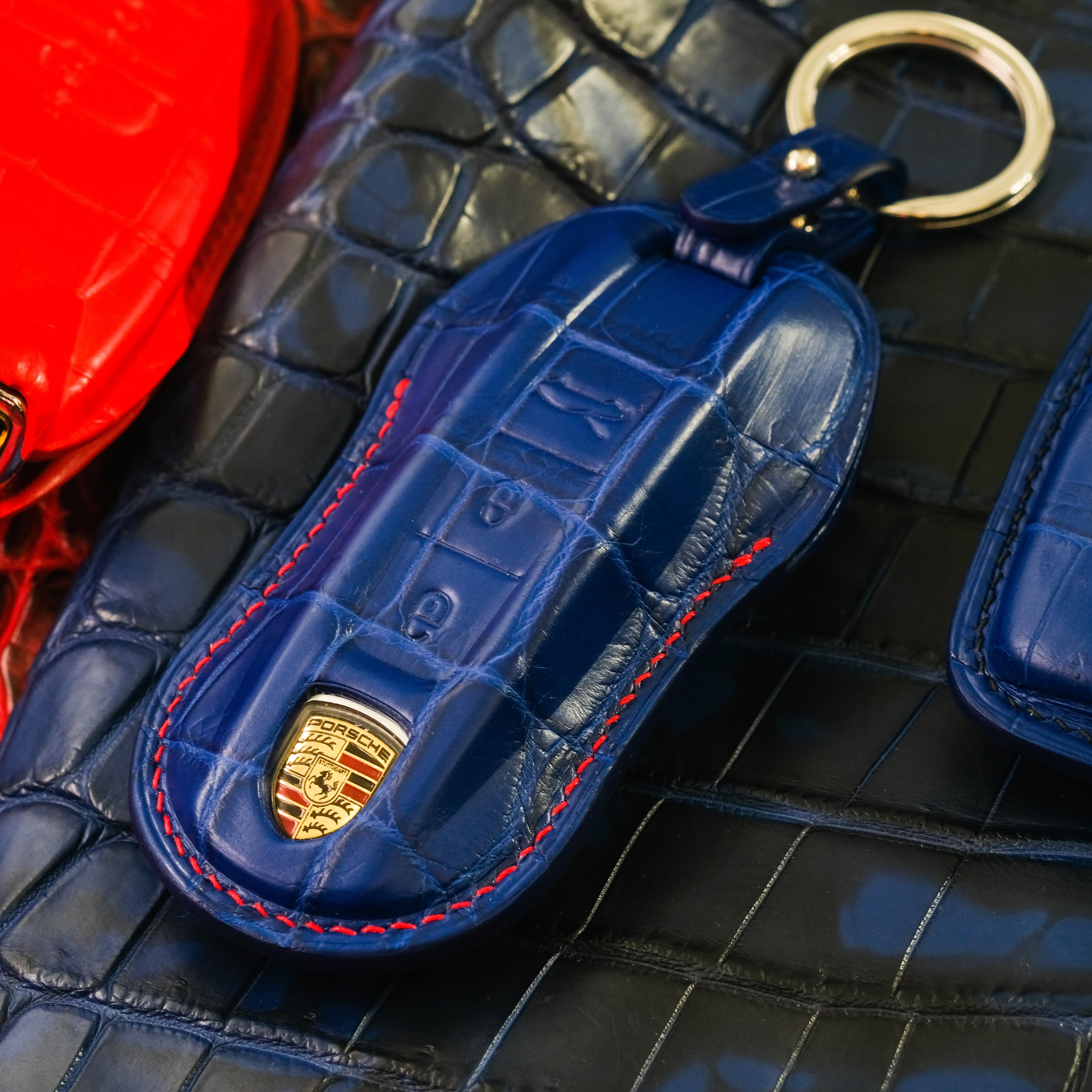 Bespoke Key Fob Cover in Electric Blue Crocodile – Solitaire Official