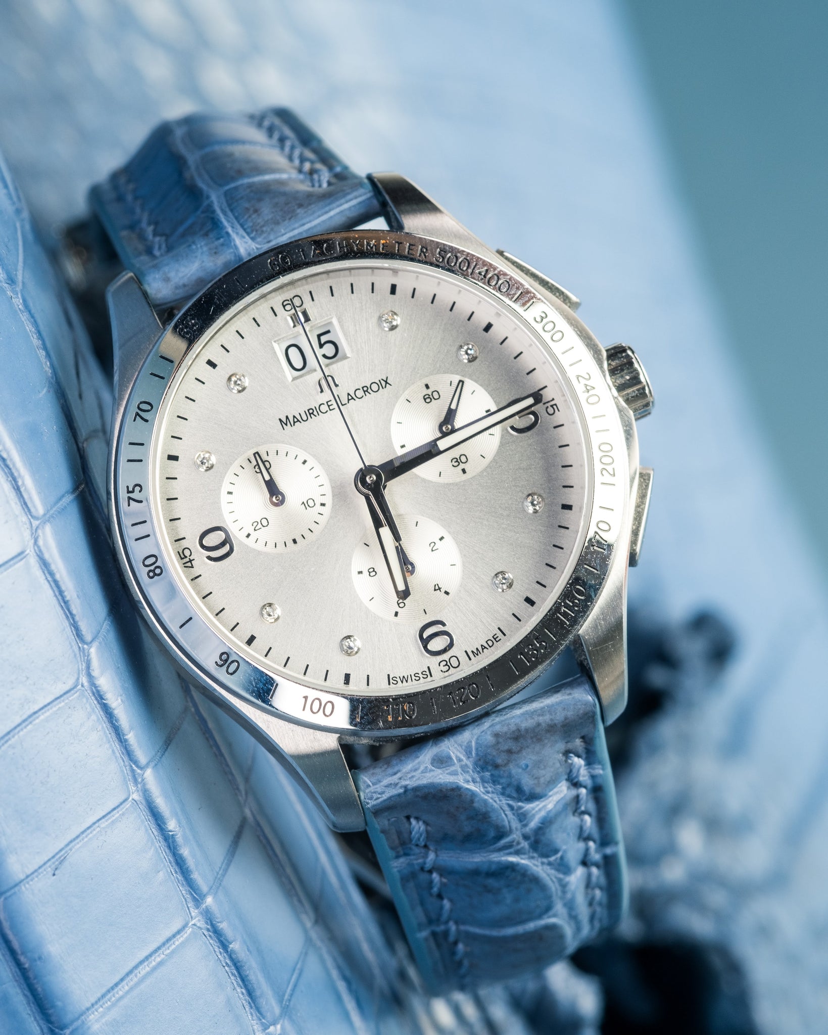Bespoke Watch Strap in Baby Blue Himalayan Crocodile – Solitaire Official