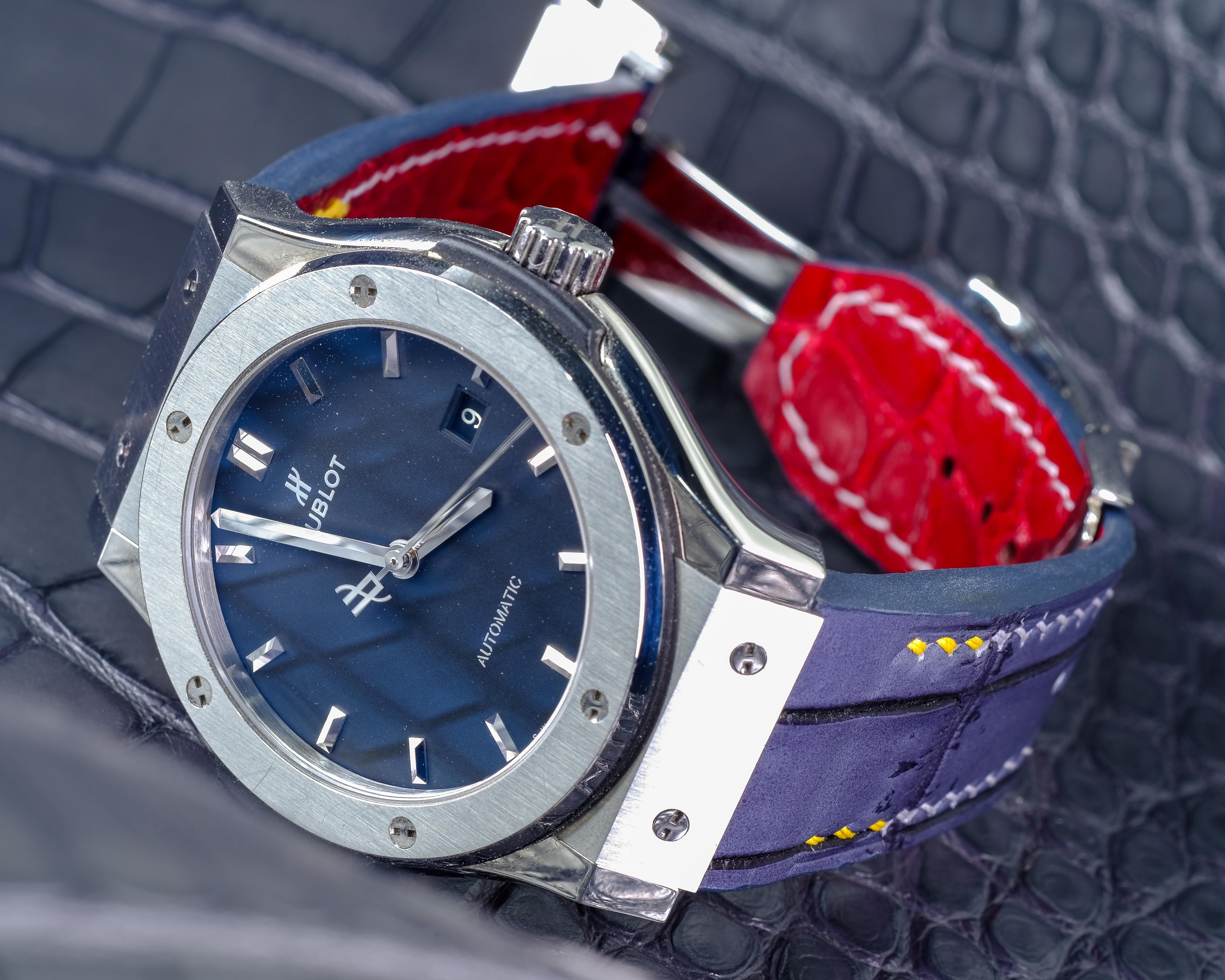 Bespoke Watch Strap in Grey Rubbed Off Crocodile – Solitaire Official
