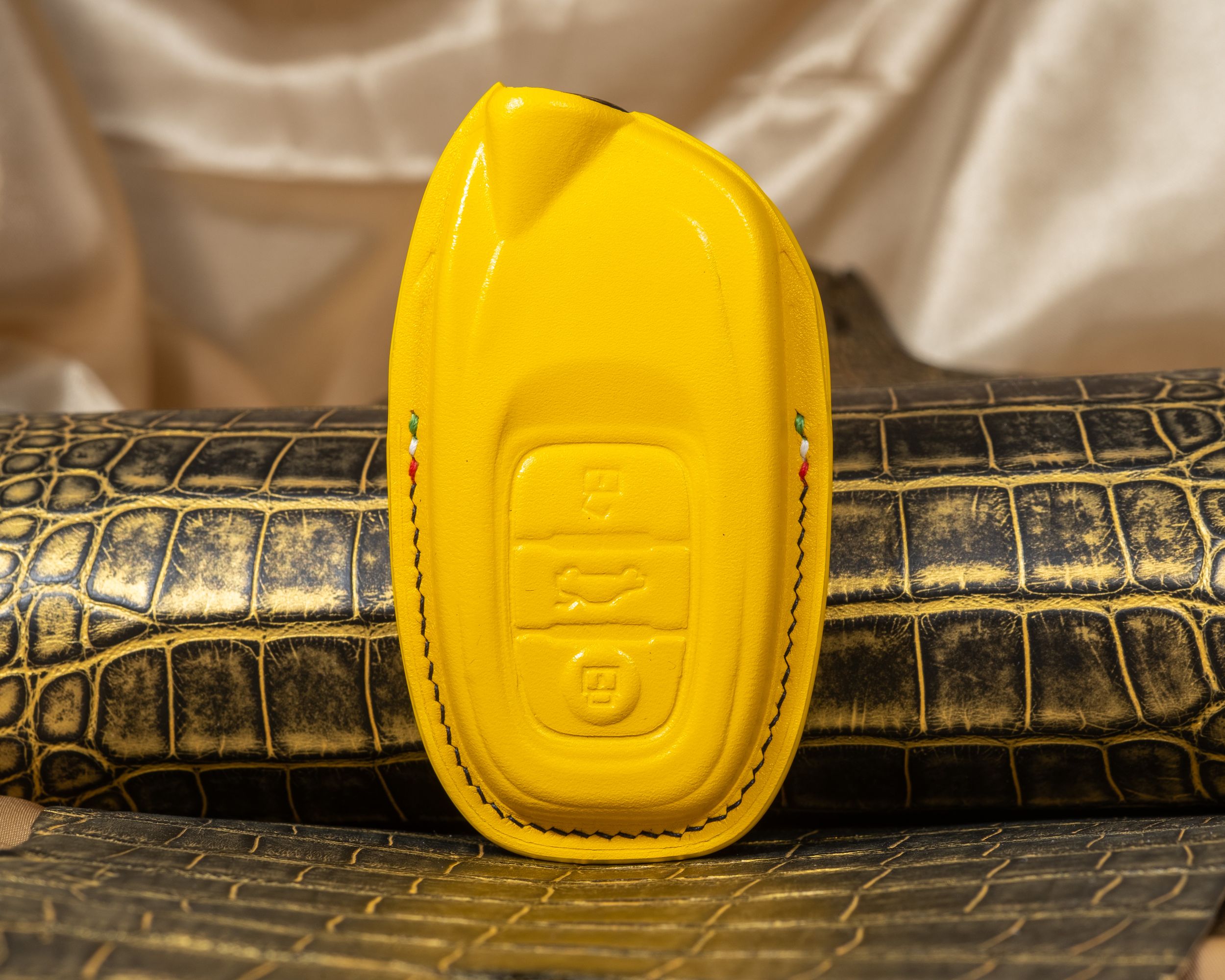 Bespoke Key Fob Cover in Yellow Nappa – Solitaire Official