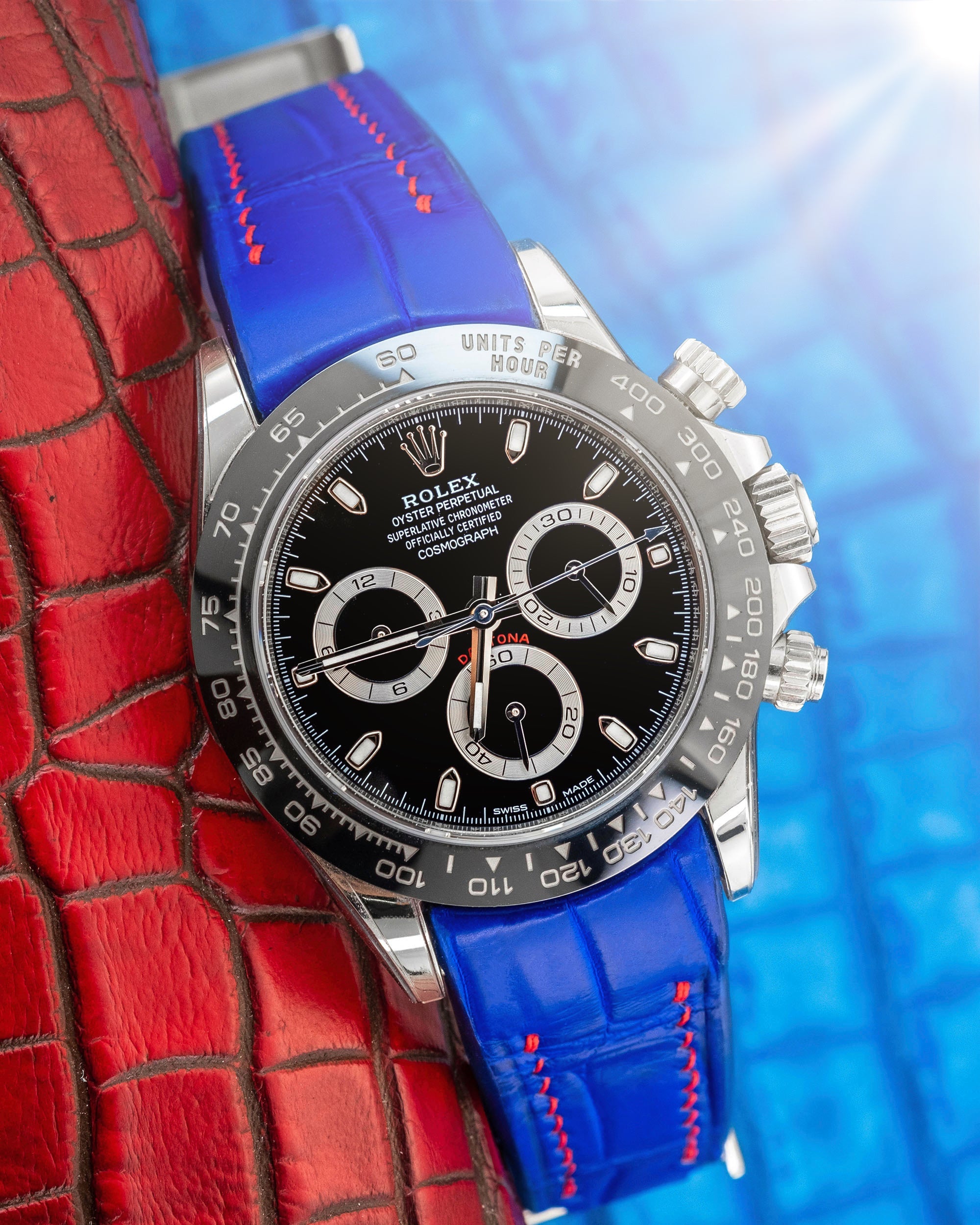 Bespoke Watch Strap in Electric Blue Crocodile – Solitaire Official