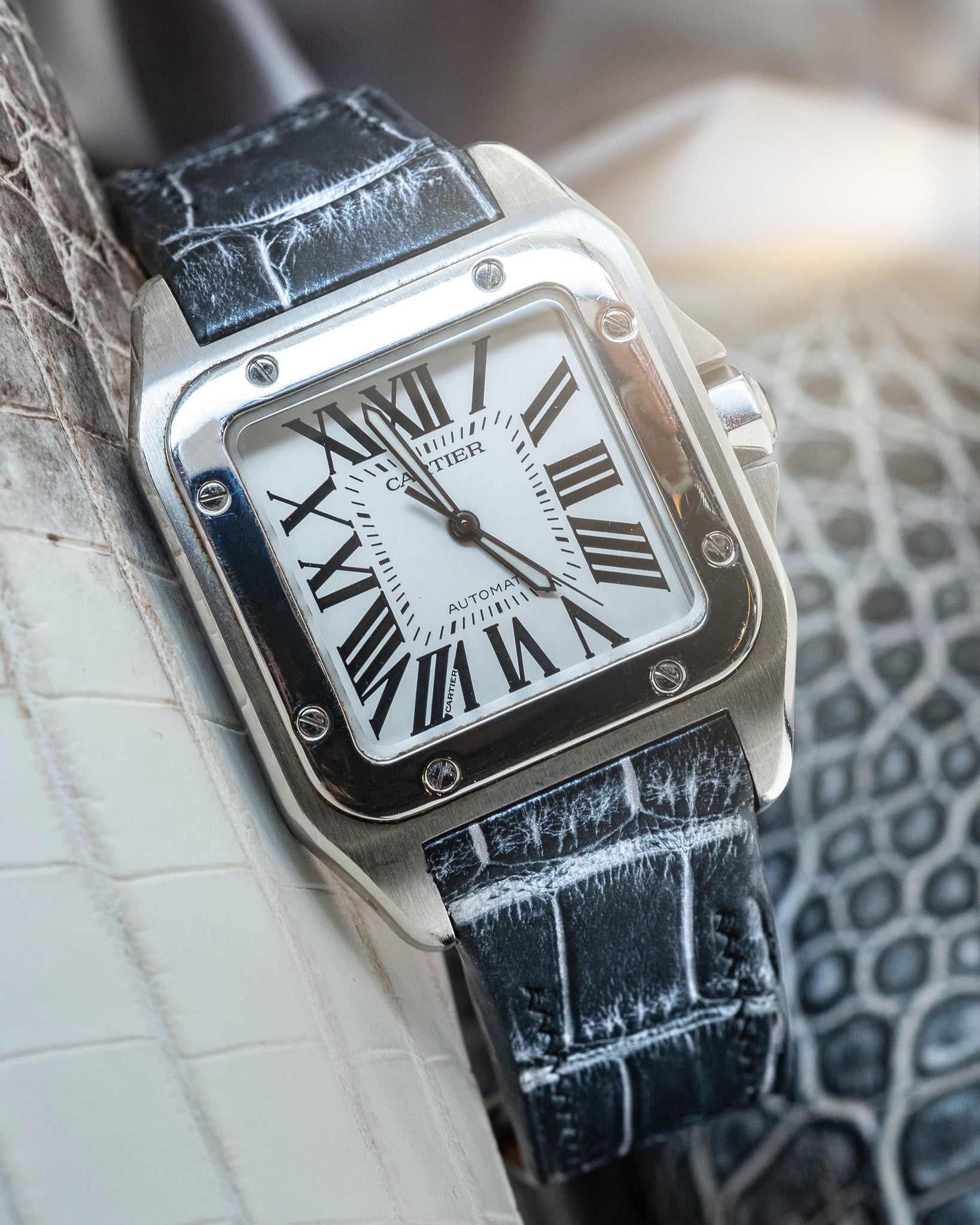 Bespoke Watch Strap in Black Silver Alligator – Solitaire Official