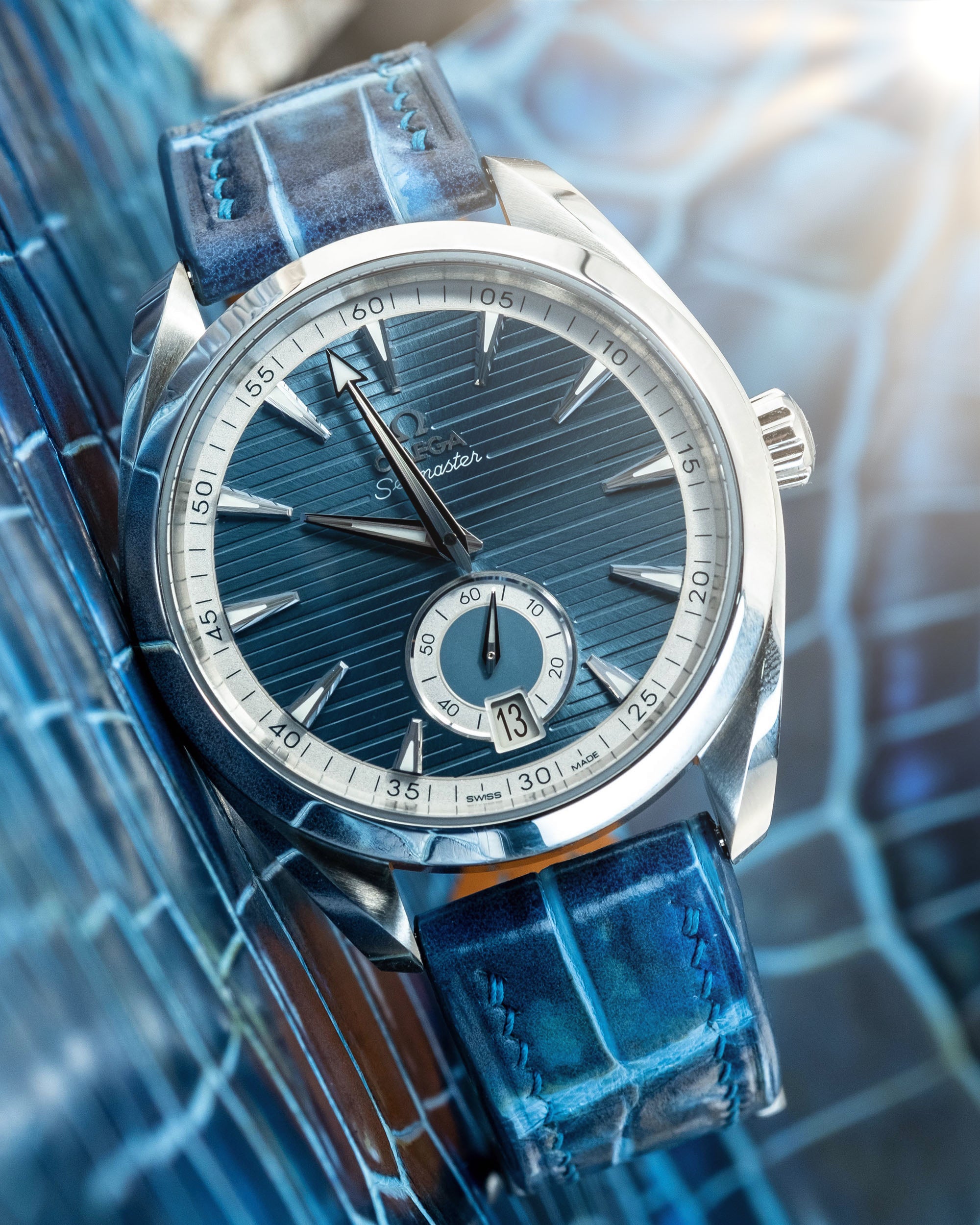 Bespoke Watch Strap in Pearl Blue Crocodile – Solitaire Official