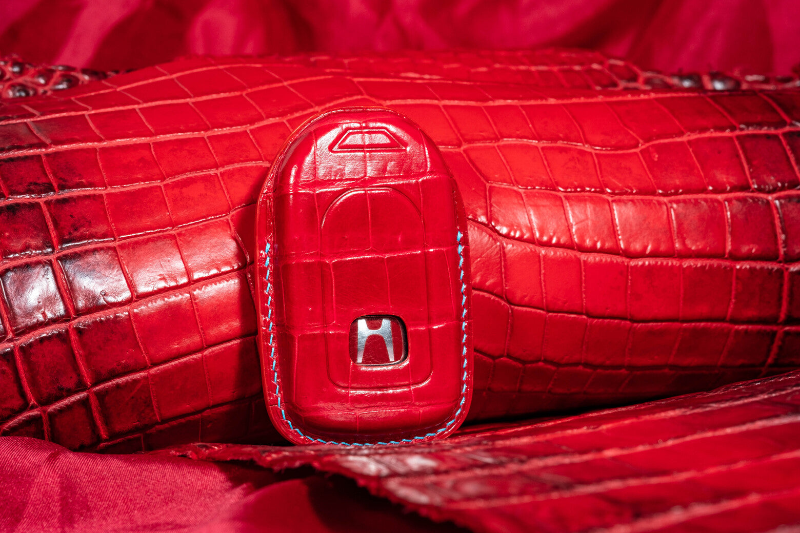 Bespoke Key Fob Cover in Ferrari Red Crocodile – Solitaire Official