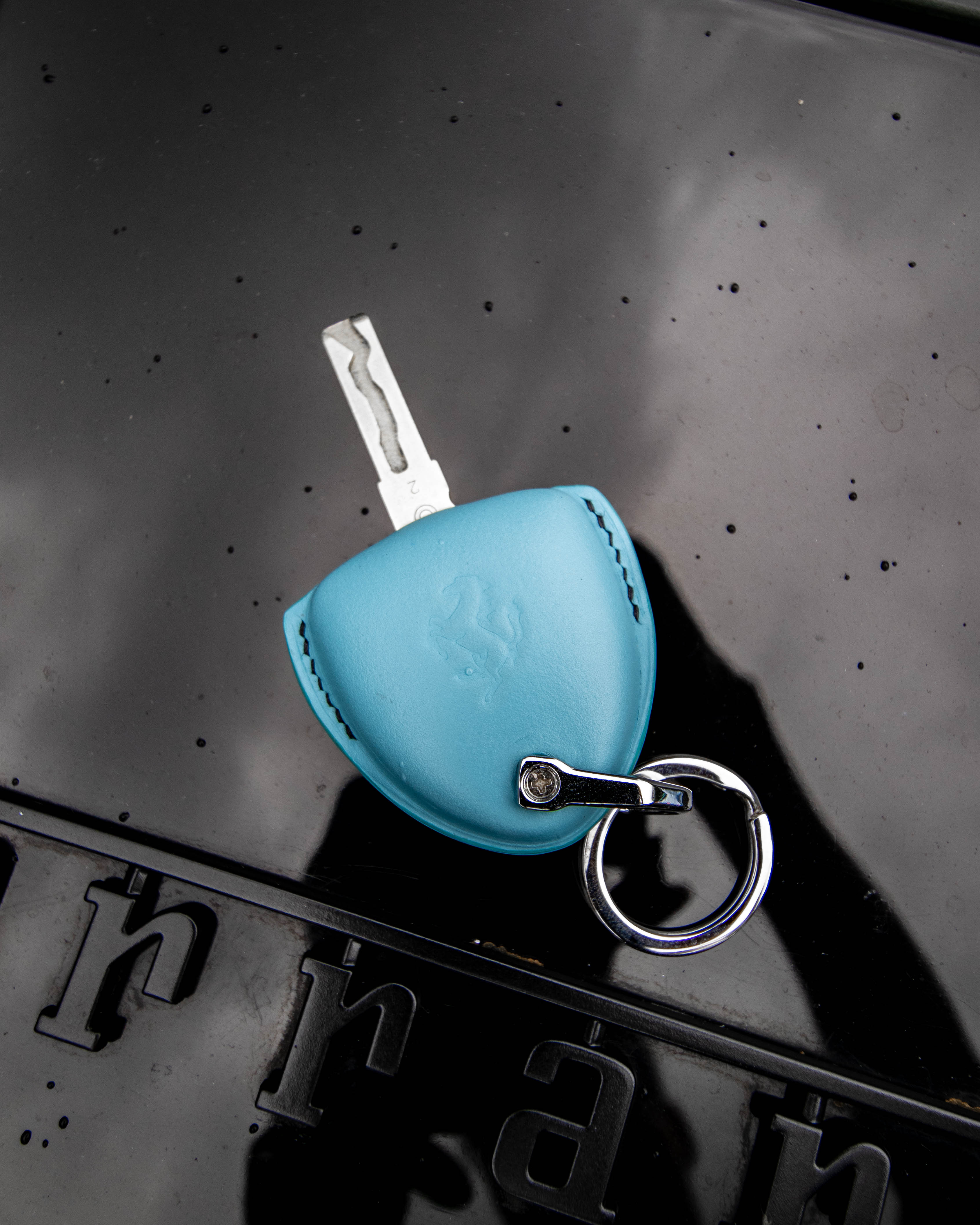 Bespoke Key Fob Cover in Baby Blue Nappa – Solitaire Official