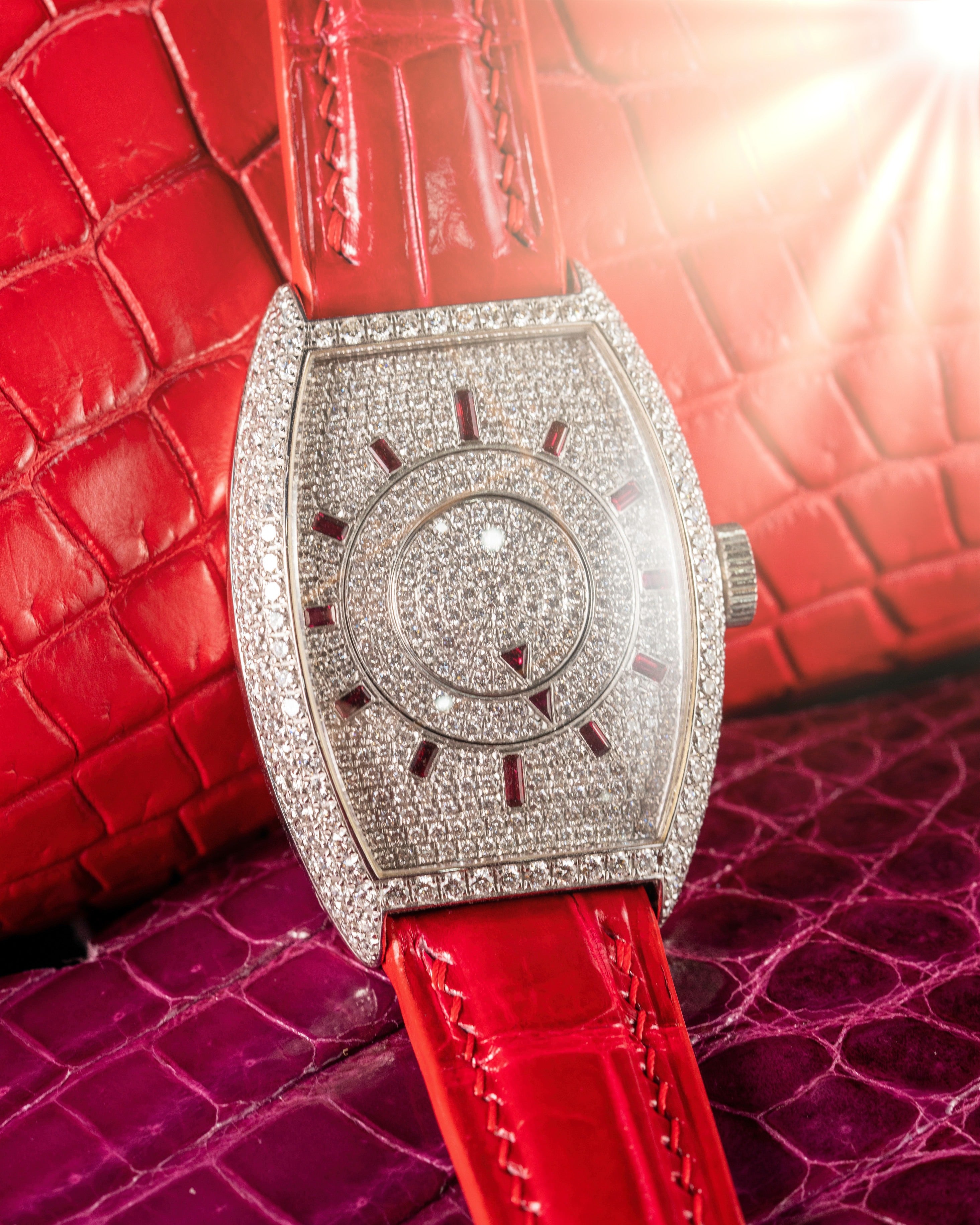 Bespoke Watch Strap in Ferrari Red Crocodile – Solitaire Official