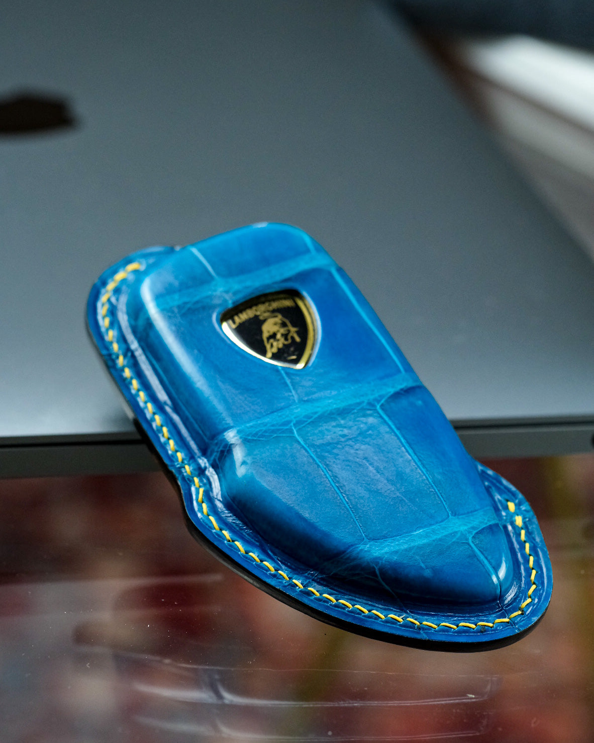 Bespoke Key Fob Cover in Royal Blue Crocodile – Solitaire Official