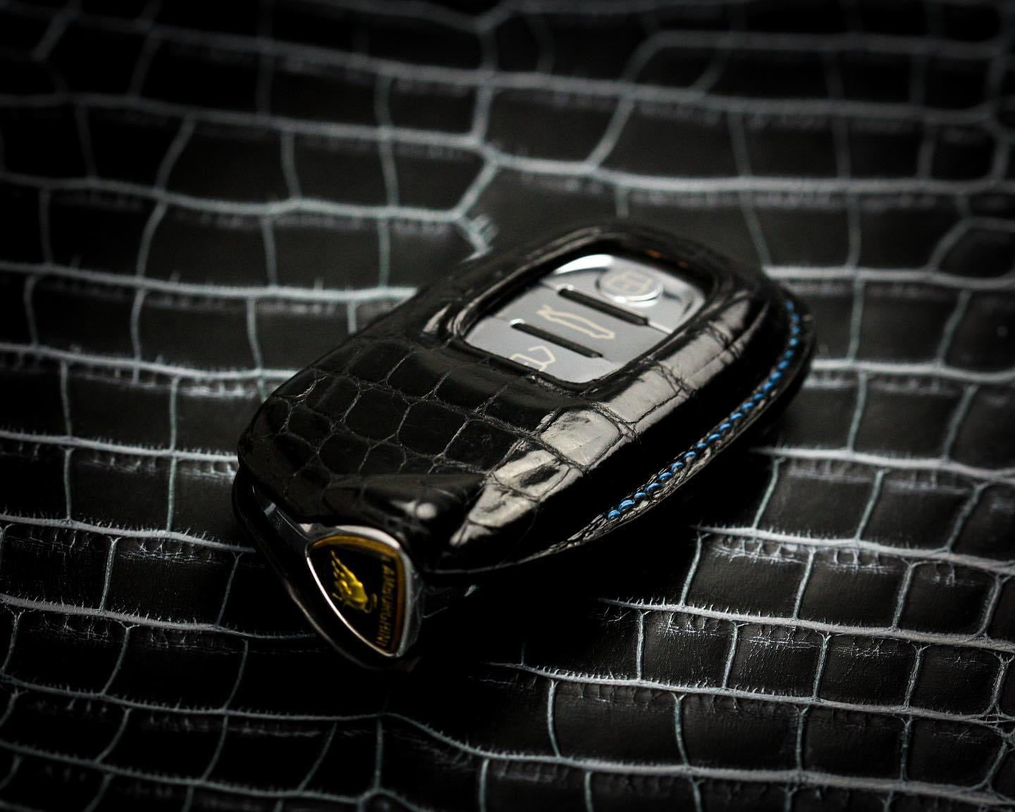 Bespoke Key Fob Cover in Black Crocodile – Solitaire Official