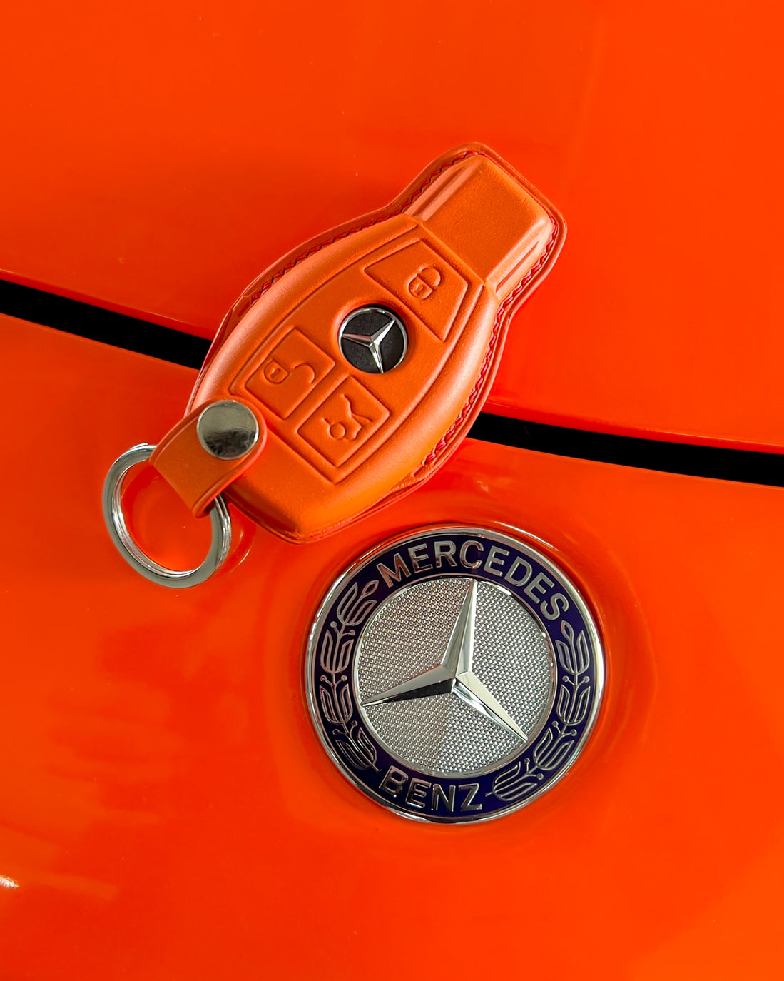 Bespoke Key Fob Cover in Orange Nappa – Solitaire Official