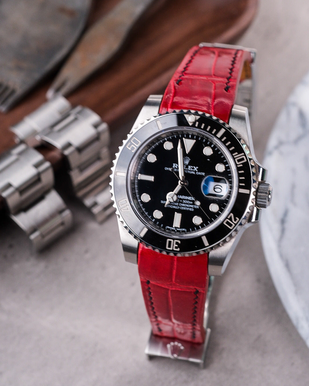 Bespoke Watch Strap in Ferrari Red Crocodile – Solitaire Official