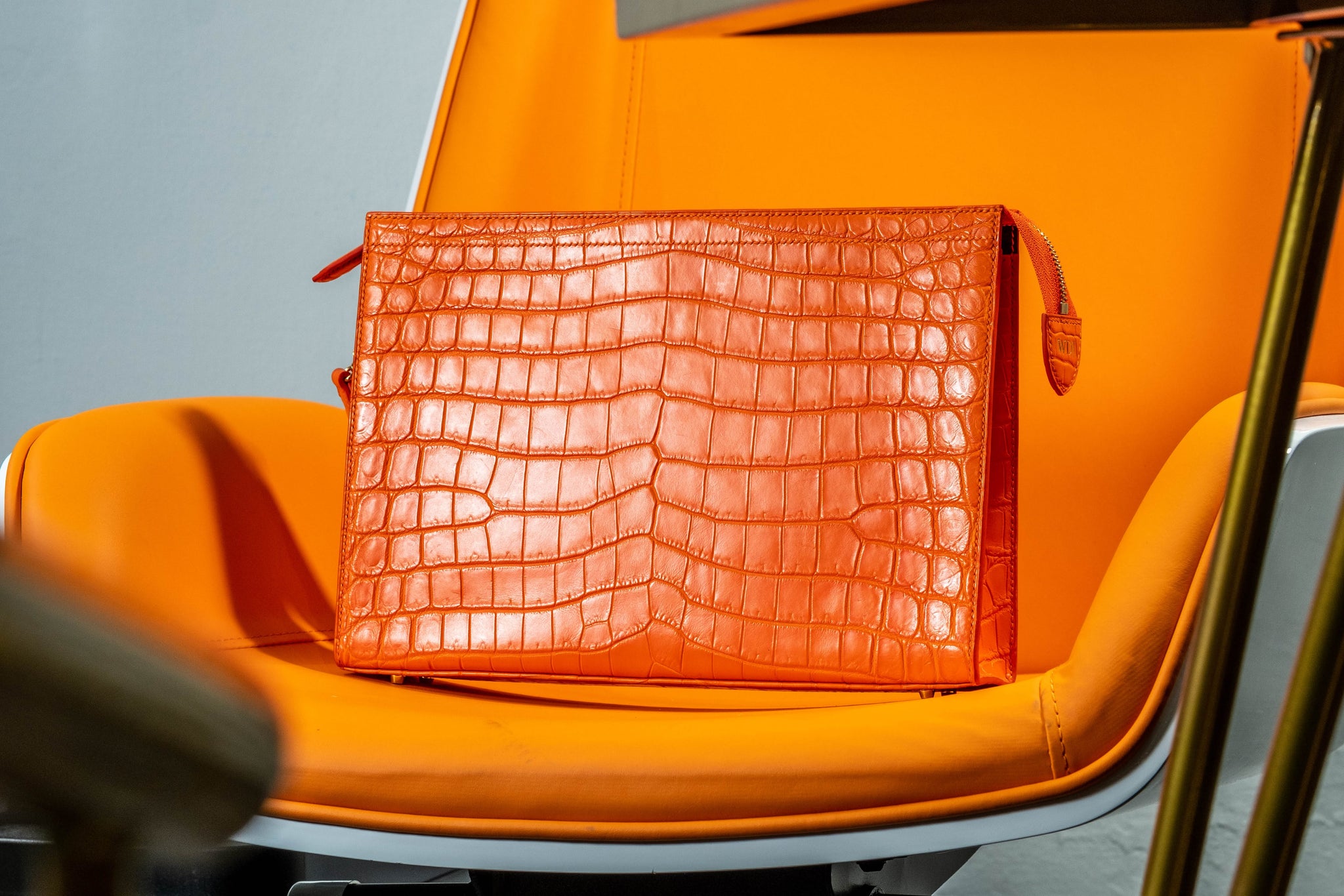 Bespoke Clutch Bag in Orange Alligator – Solitaire Official