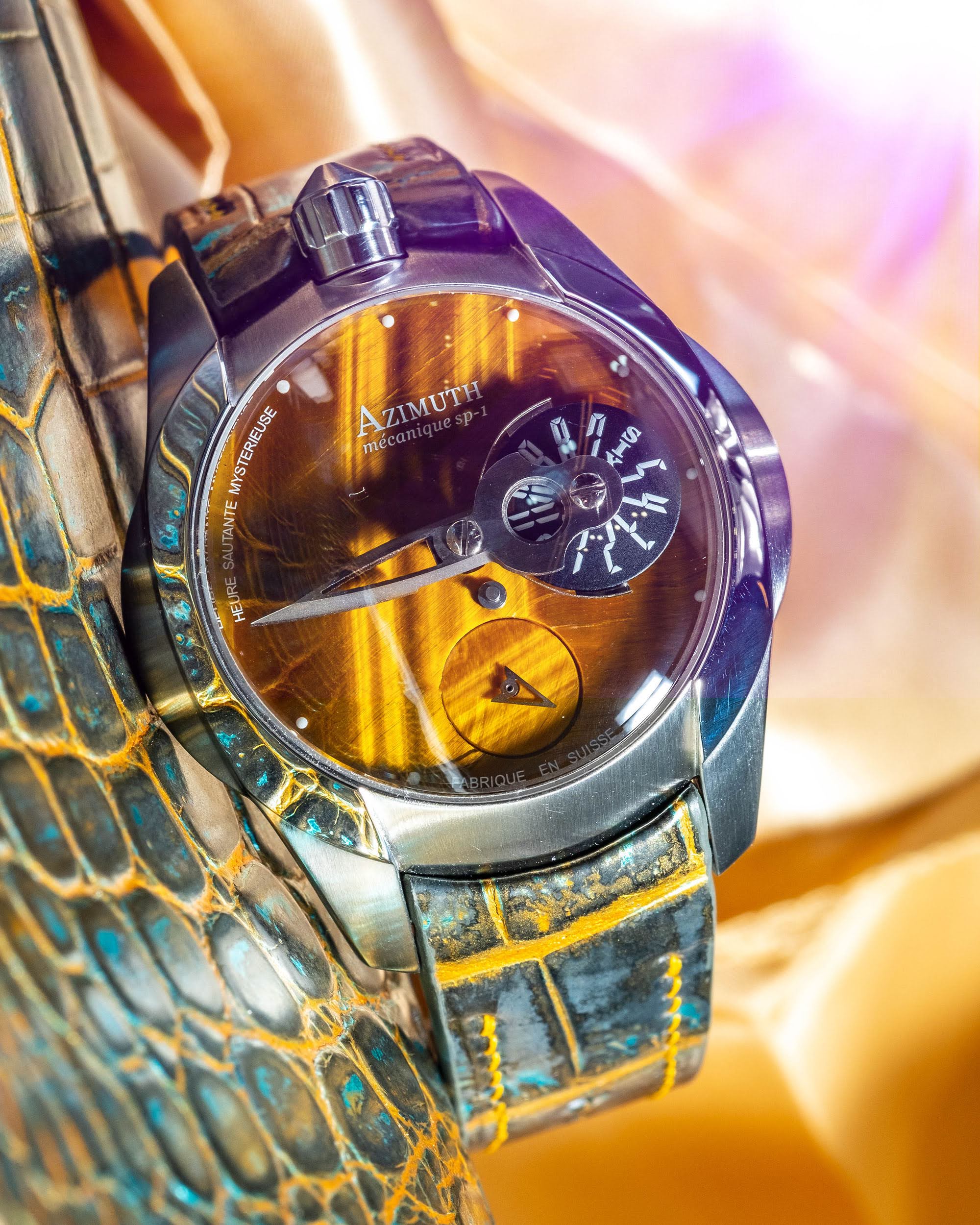 Bespoke Watch Strap in Gold Turquoise Crocodile – Solitaire Official