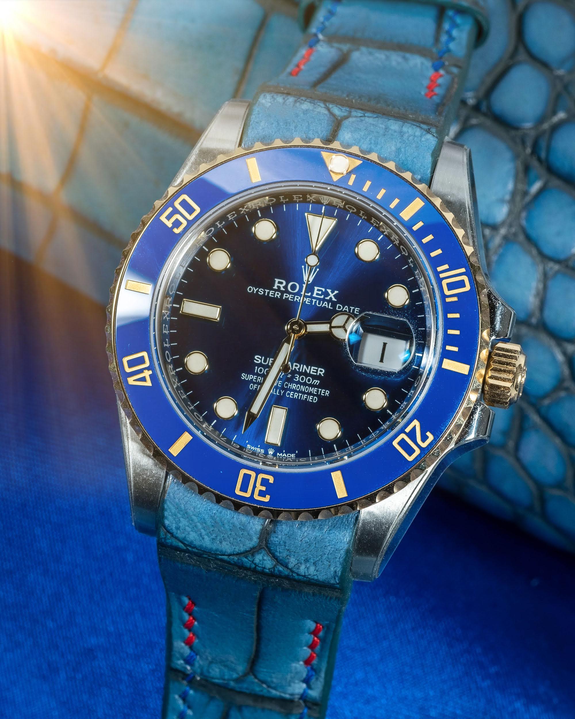Bespoke Watch Strap in Ceramic Blue Alligator – Solitaire Official