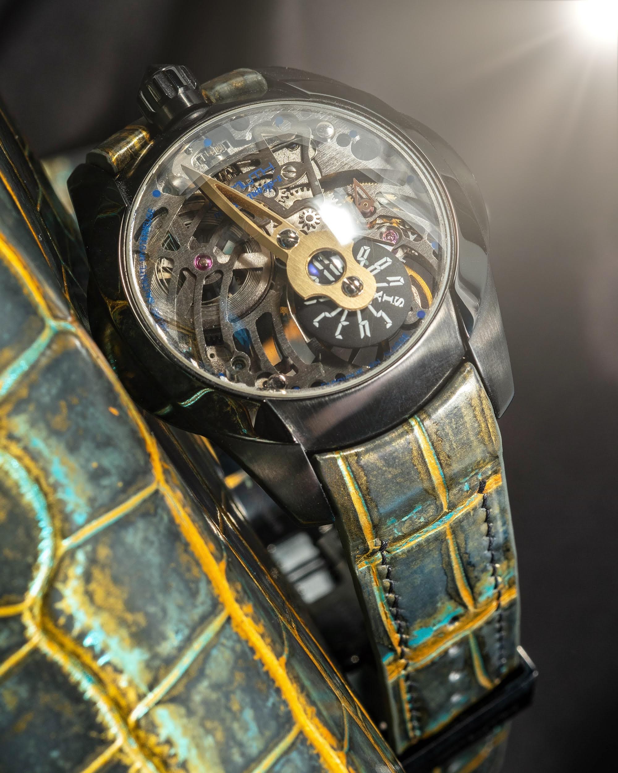 Bespoke Watch Strap in Gold Turquoise Crocodile – Solitaire Official