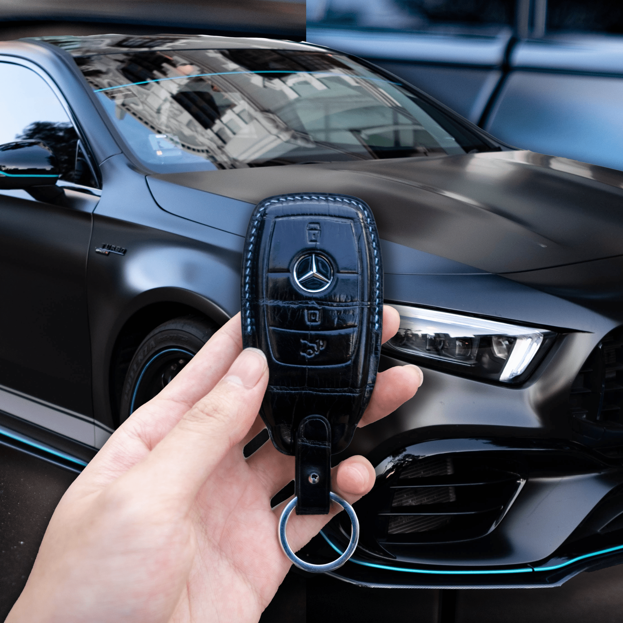 Bespoke Key Fob Cover in Jet Black Crocodile – Solitaire Official