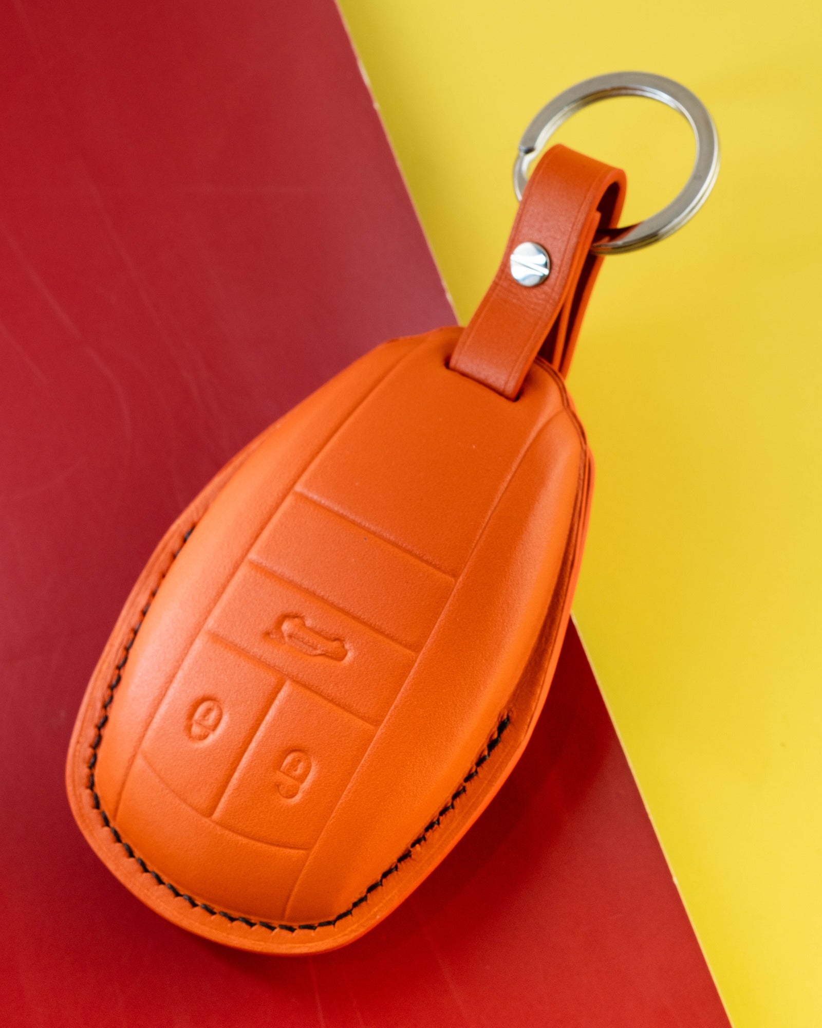 Bespoke Key Fob Cover in Orange Nappa – Solitaire Official