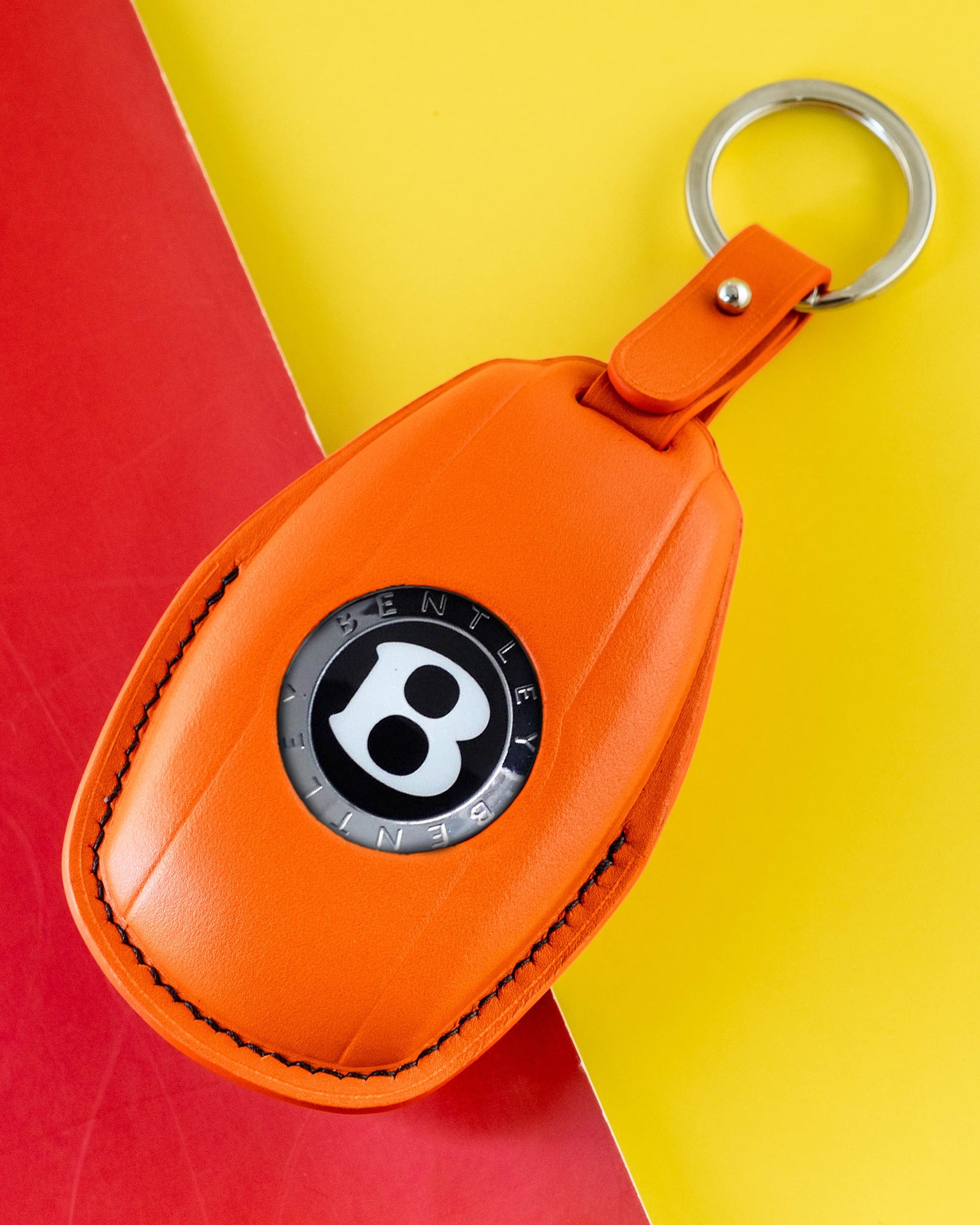 Bespoke Key Fob Cover in Orange Nappa – Solitaire Official