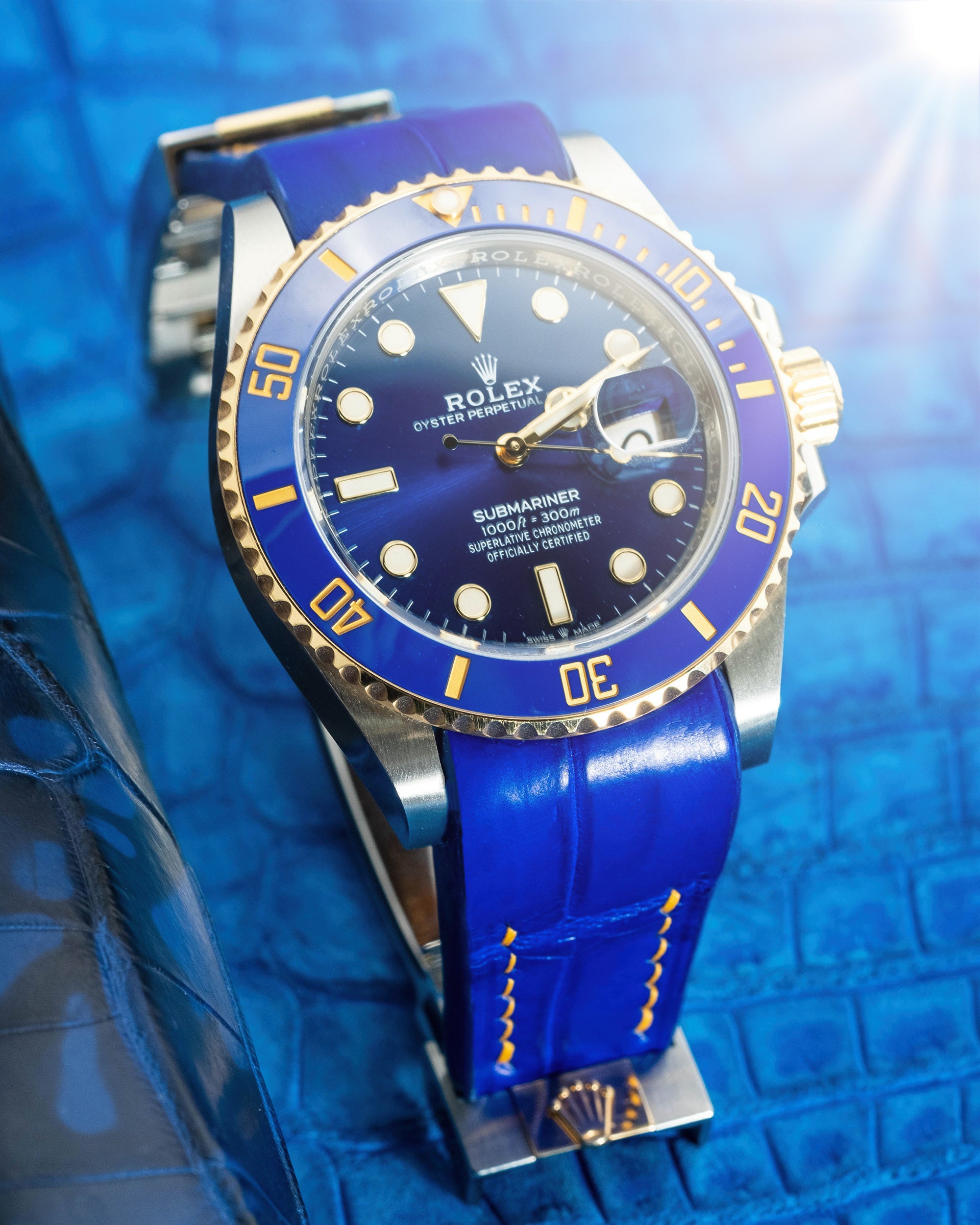Bespoke Watch Strap in Electric Blue Crocodile – Solitaire Official