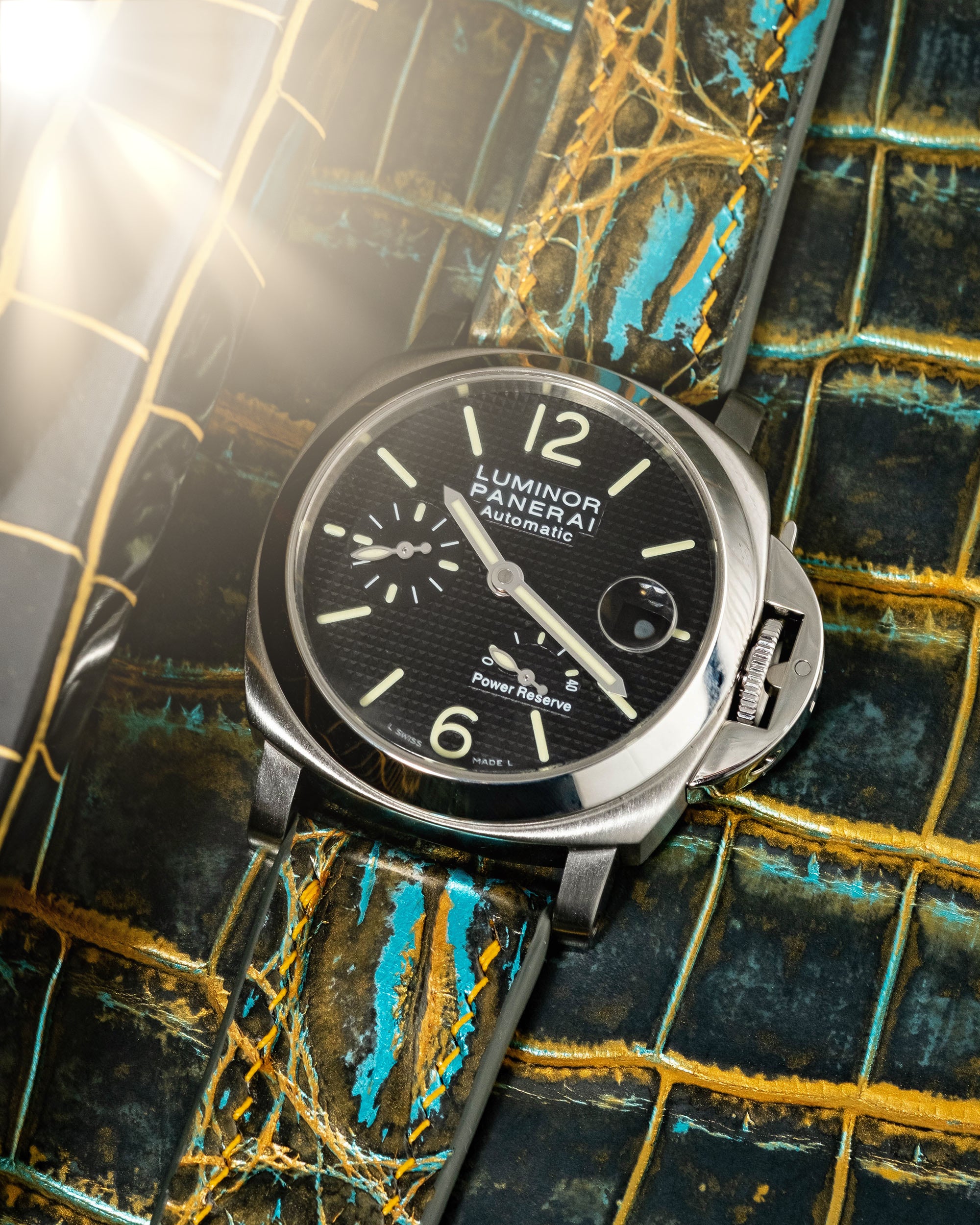 Bespoke Watch Strap in Gold Turquoise Crocodile – Solitaire Official