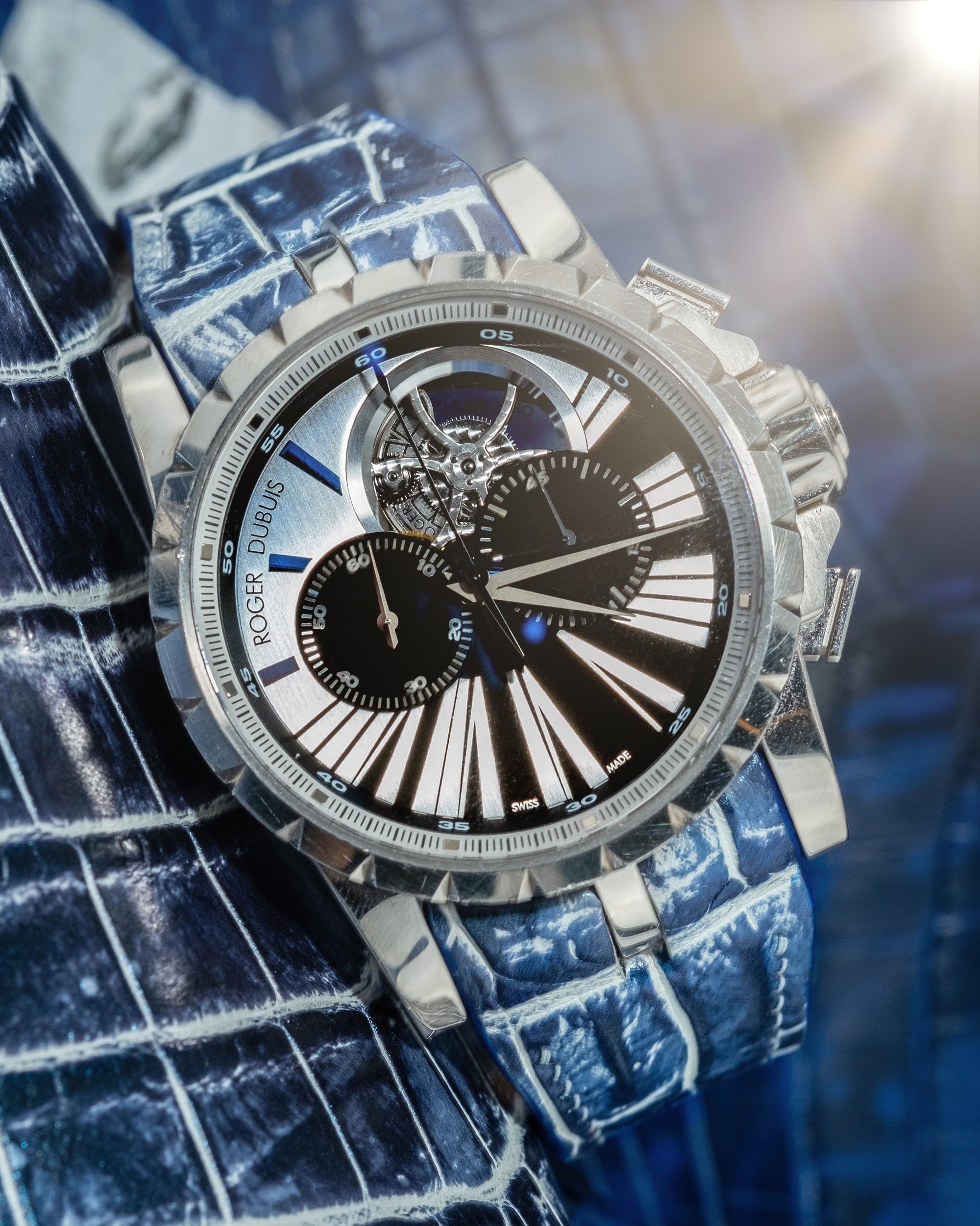 Bespoke Watch Strap in Tainted Blue Snowflake Crocodile – Solitaire ...