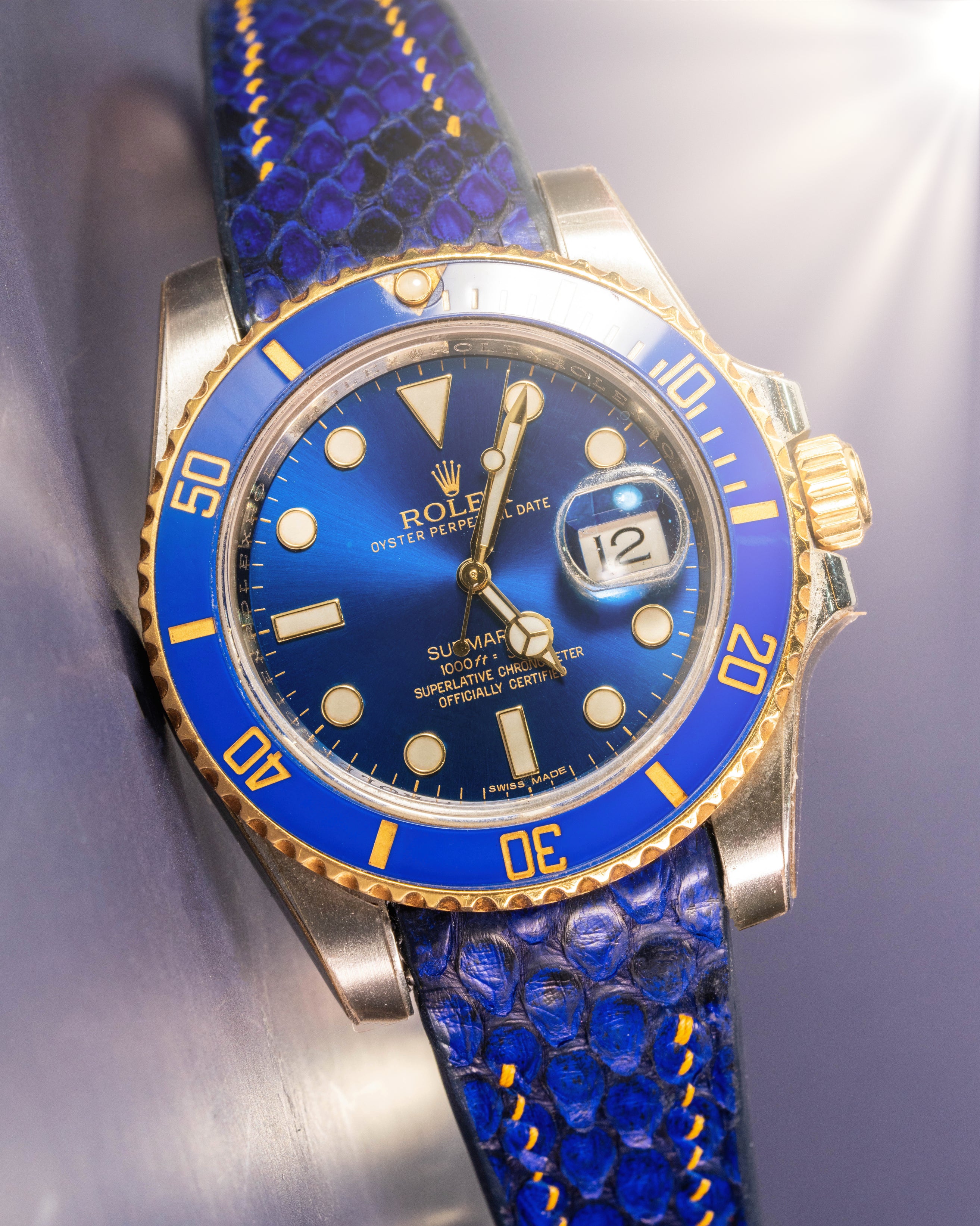 Bespoke Watch Strap in Electric Blue Python – Solitaire Official
