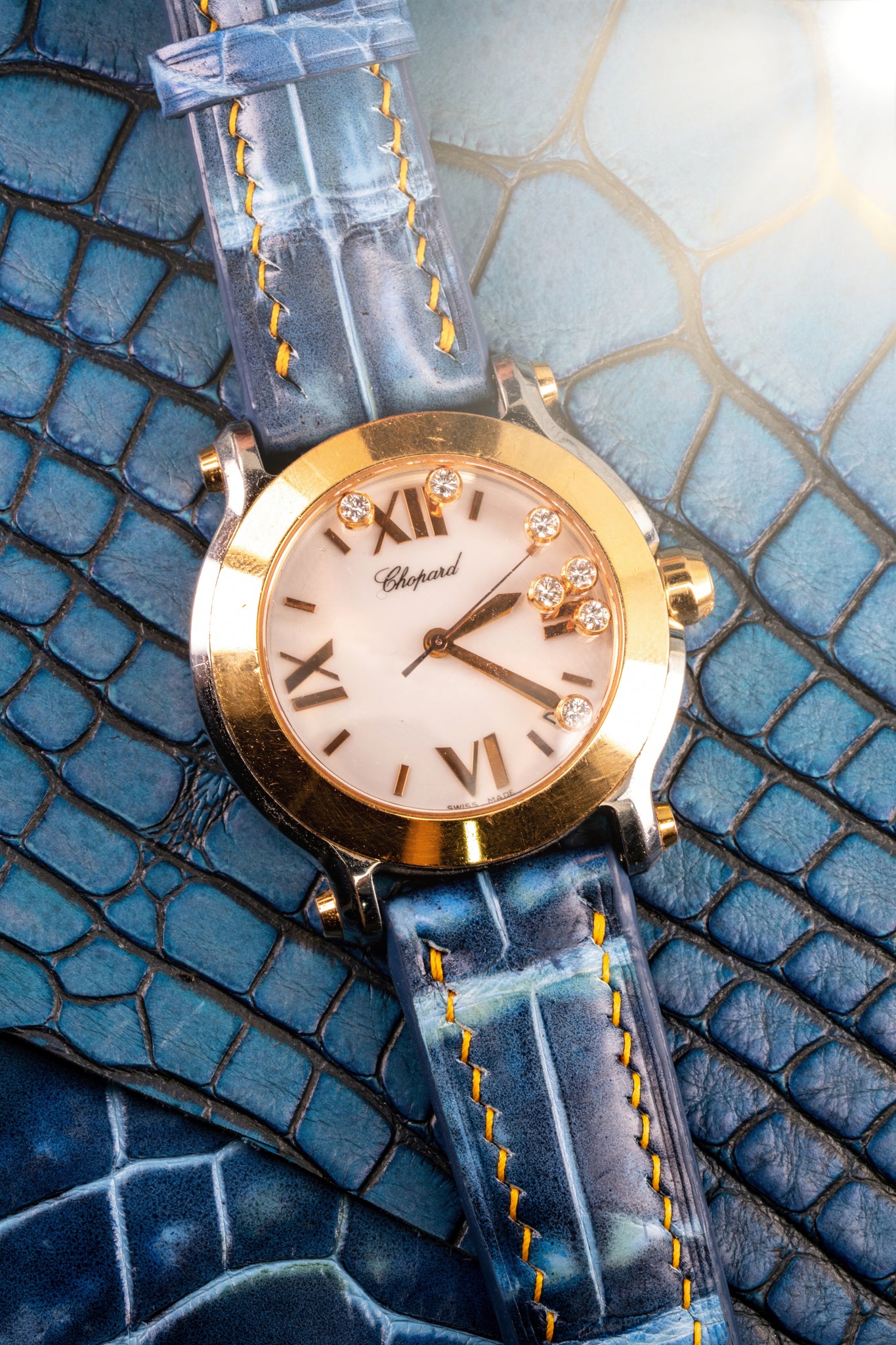 Bespoke Watch Strap in Pearl Blue Crocodile – Solitaire Official
