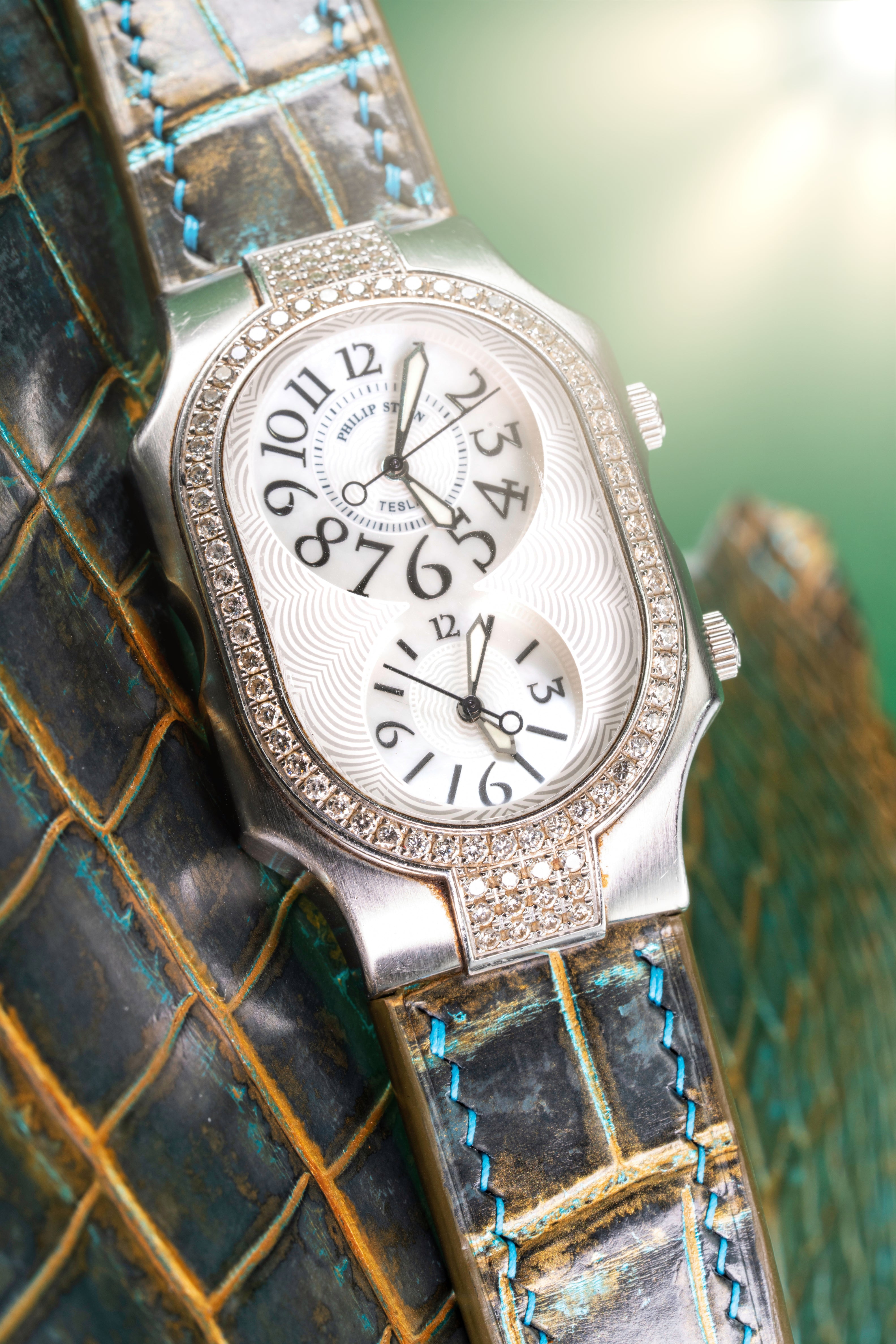Bespoke Watch Strap in Gold Turquoise Crocodile – Solitaire Official