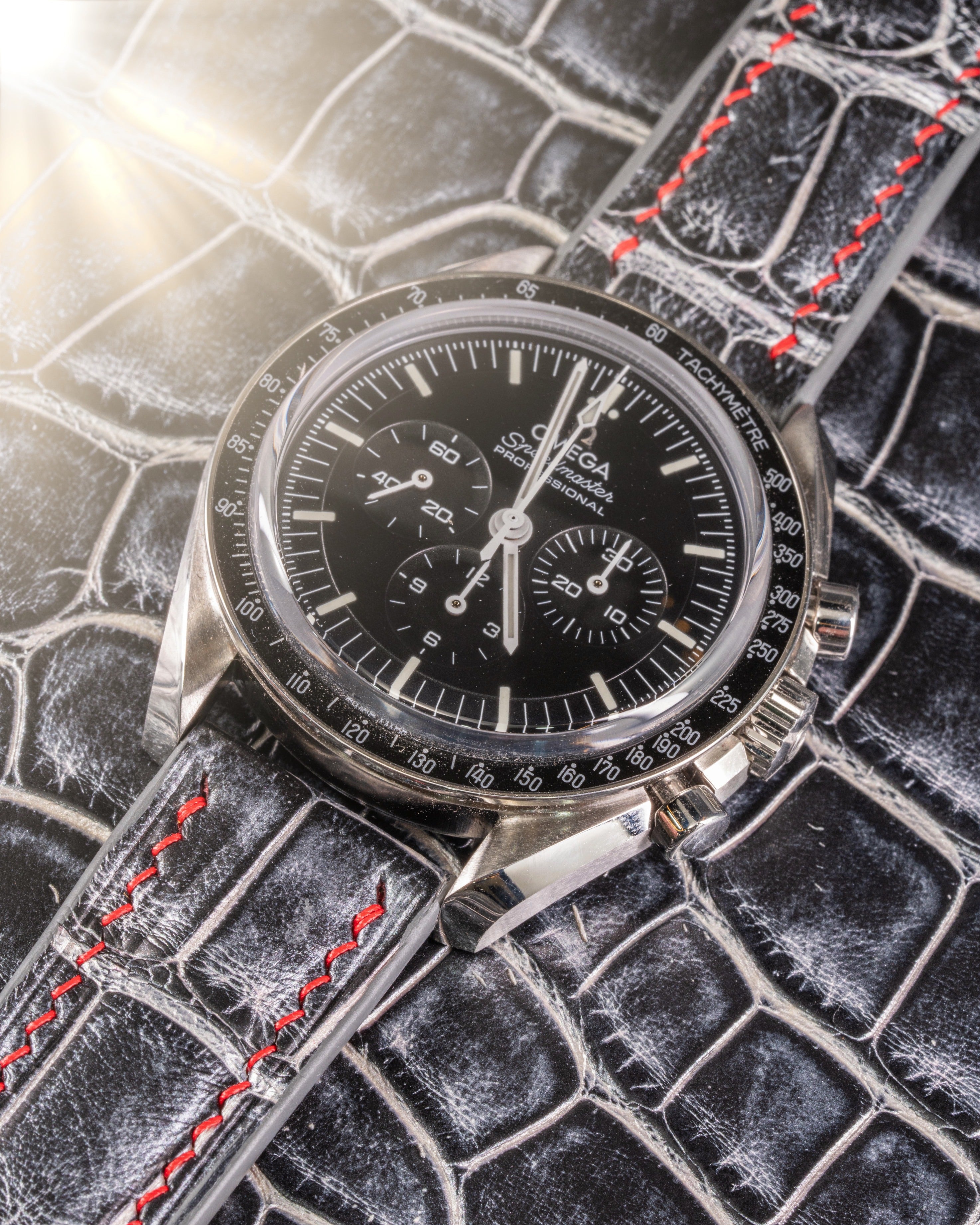 Bespoke Watch Strap in Black Silver Alligator – Solitaire Official