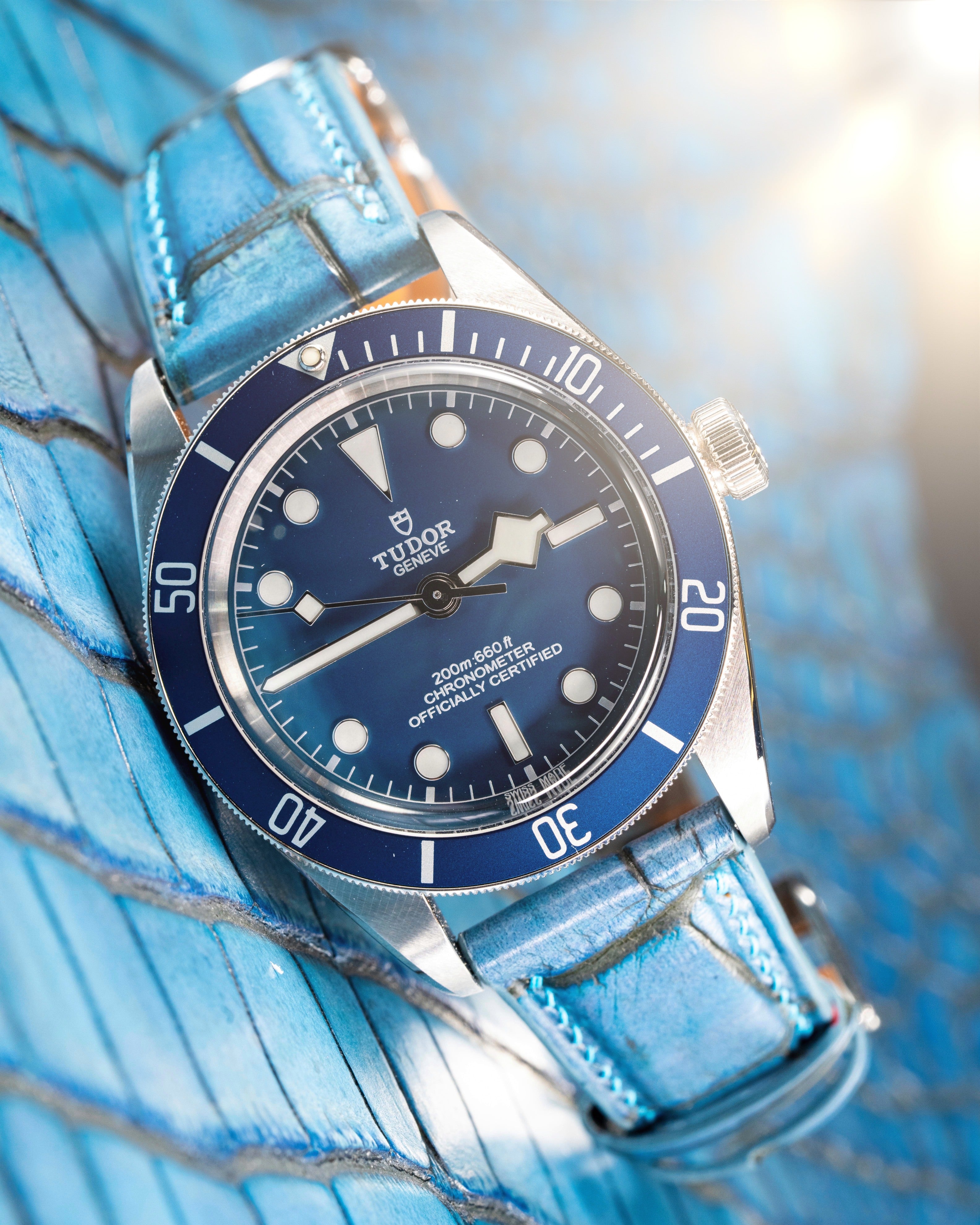 Bespoke Watch Strap in Ceramic Blue Alligator – Solitaire Official
