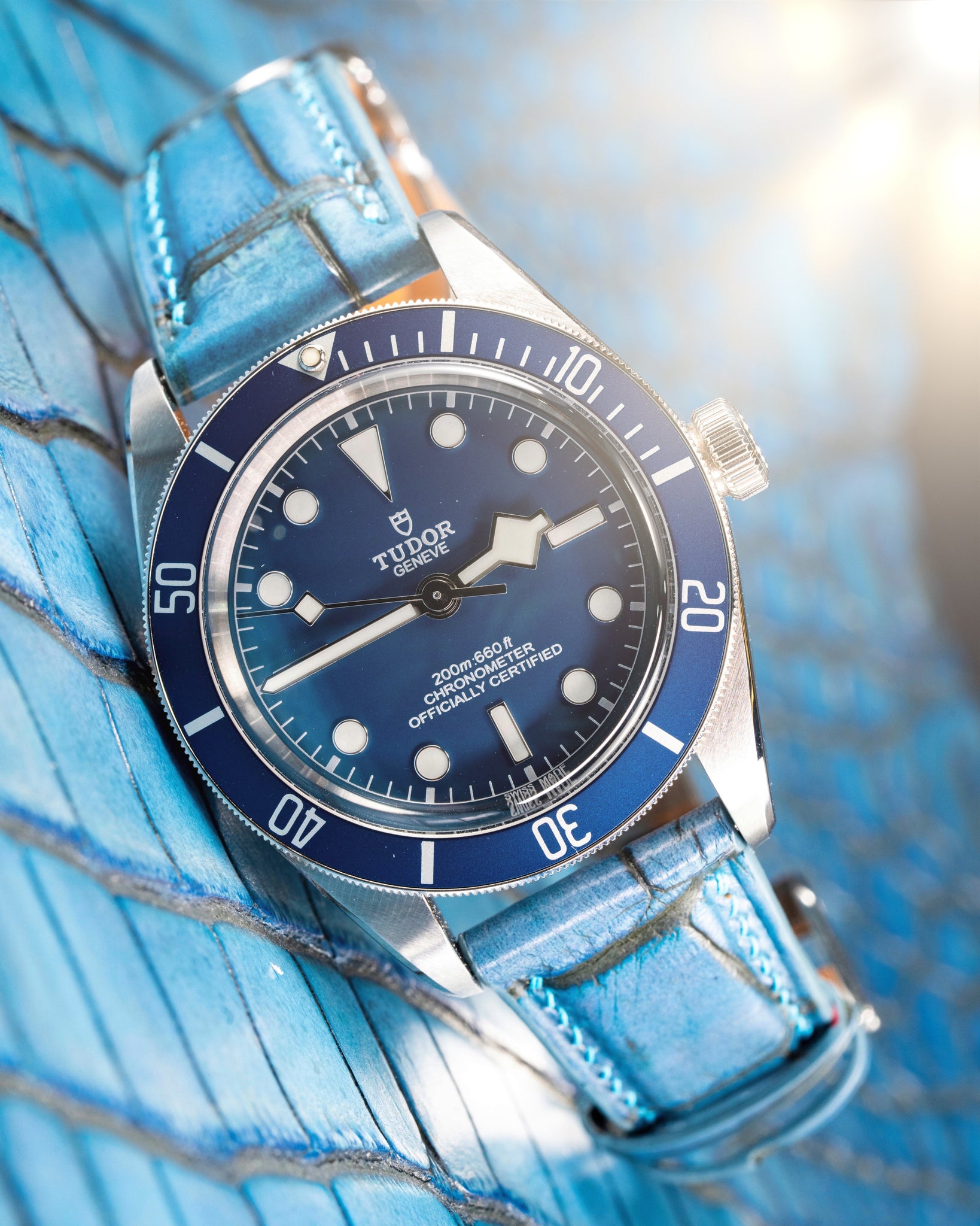 Bespoke Watch Strap in Ceramic Blue Alligator – Solitaire Official